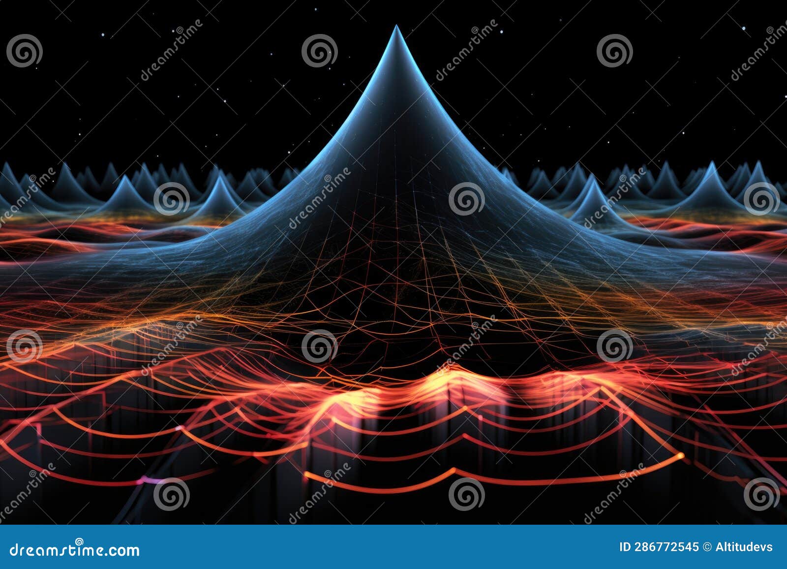 Abstract Visualization of Quantum Radar Waves Stock Illustration ...