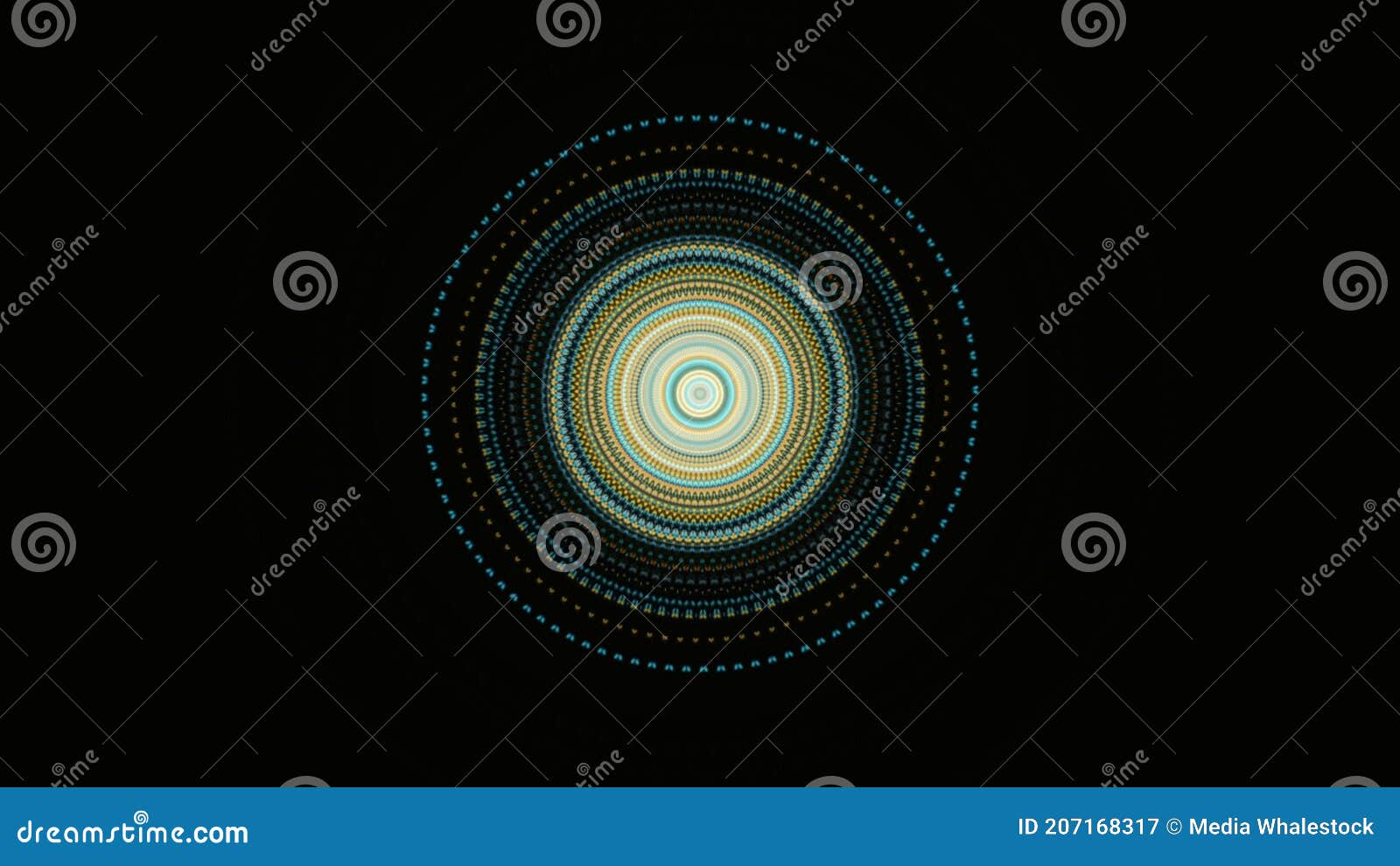 Abstract Visualization of Radial Signals on Black Background, Seamless ...