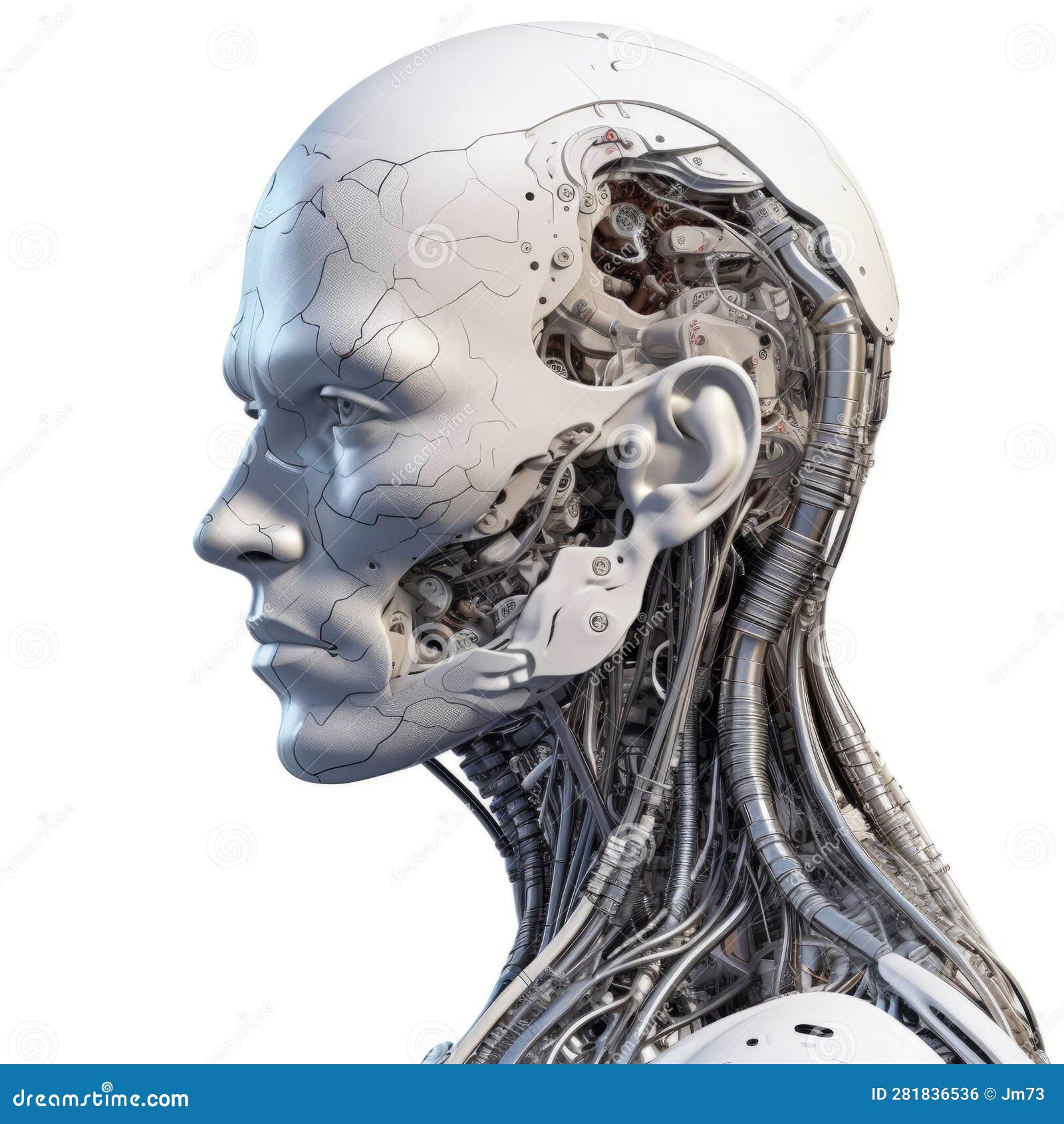 Abstract Visualization of Robot-cyborg Isolated on White Background ...