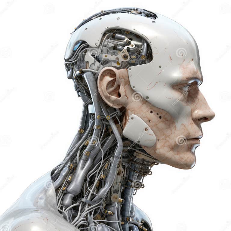 Abstract Visualization of Robot-cyborg Isolated on White Background ...