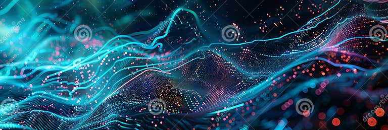 Abstract Visualization Showing Big Data Processing with Intricate Design, Complex Graphs, and ...