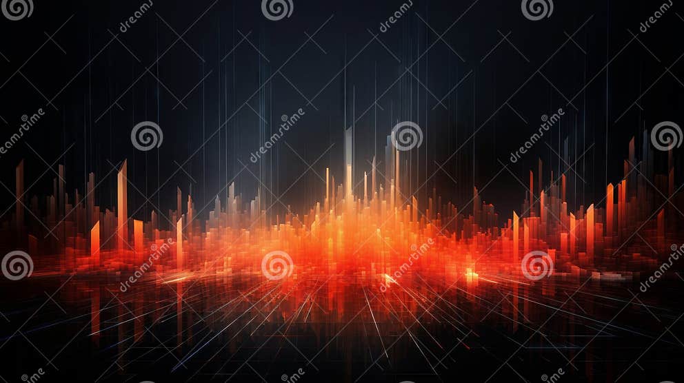 Abstract Visualizer with Cascading Lines and Shapes Reacting To Audio Input Stock Illustration ...