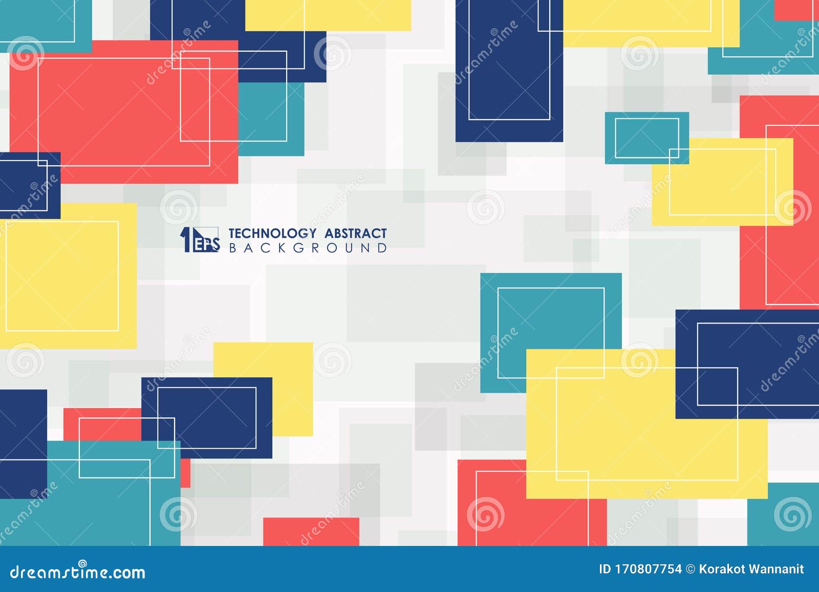 Abstract Vivid Colorful Square Pattern Design of Tech Decorative with ...