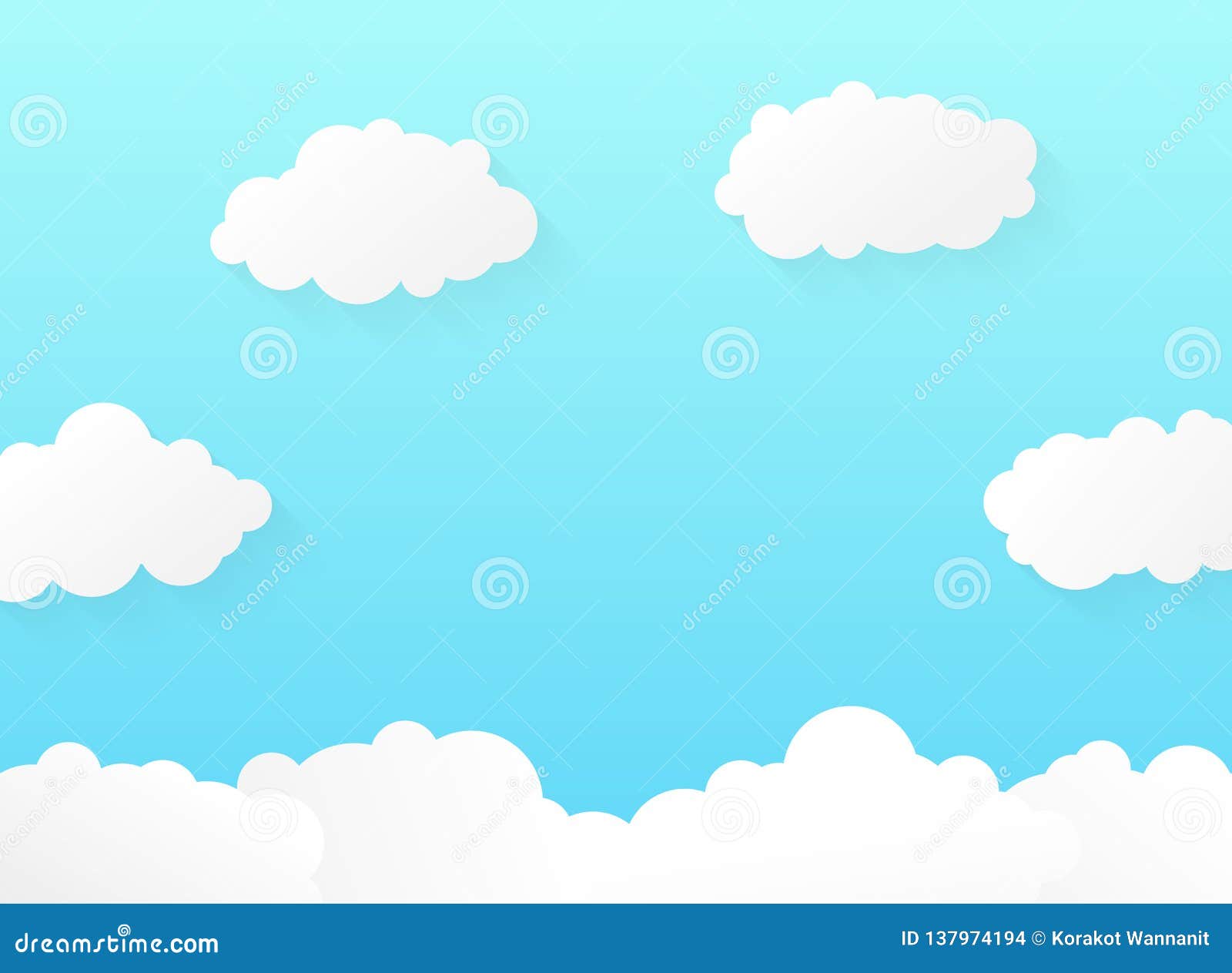 Abstract Vivid Gradient Blue Sky with Soft Clouds Pattern Design Stock ...