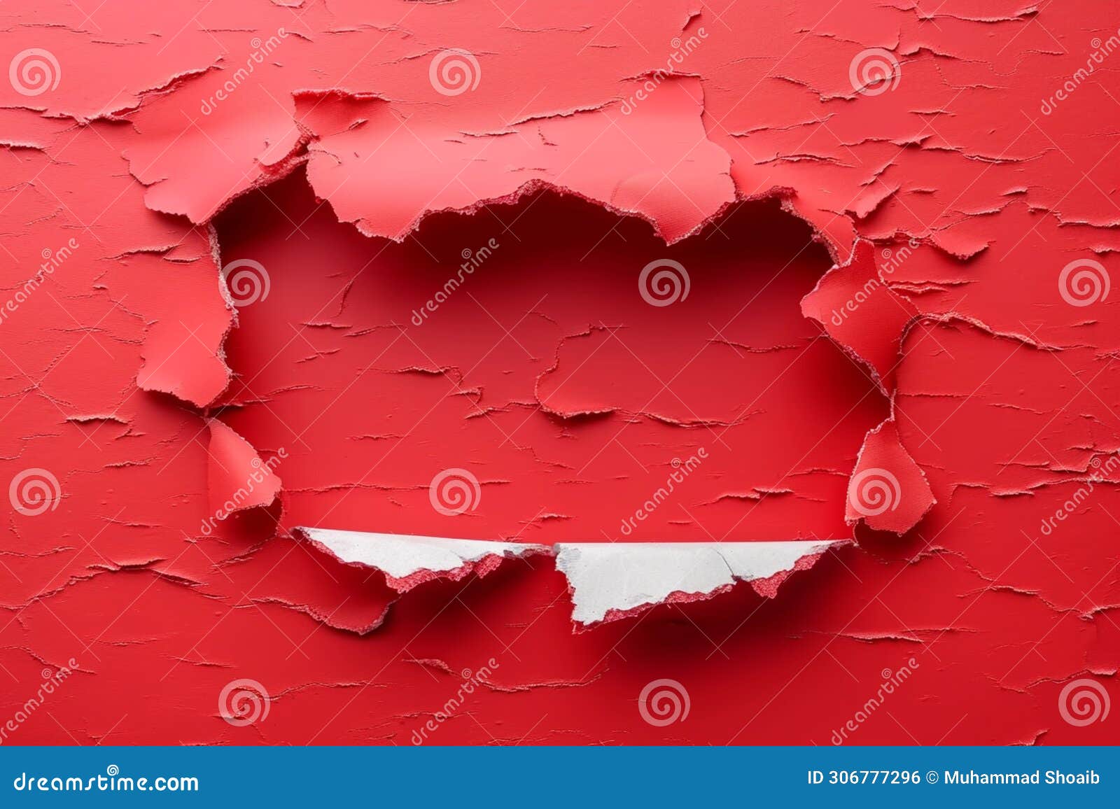 Abstract Void Red Paper with a Hole, Isolated on White Stock ...