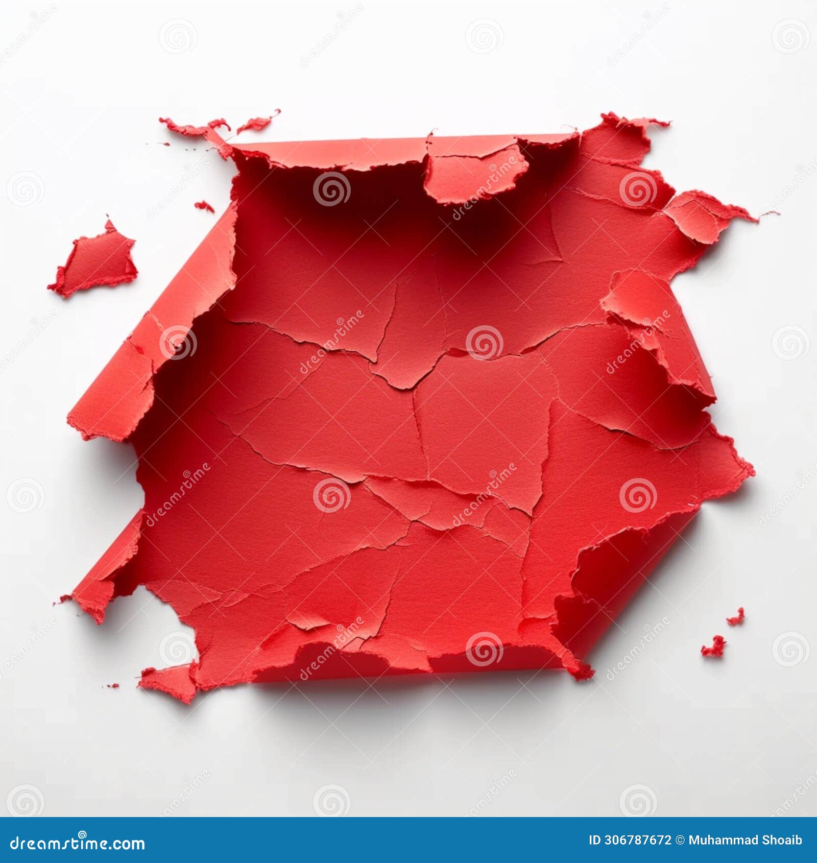 Abstract Void Red Paper with a Hole, Isolated on White Stock ...