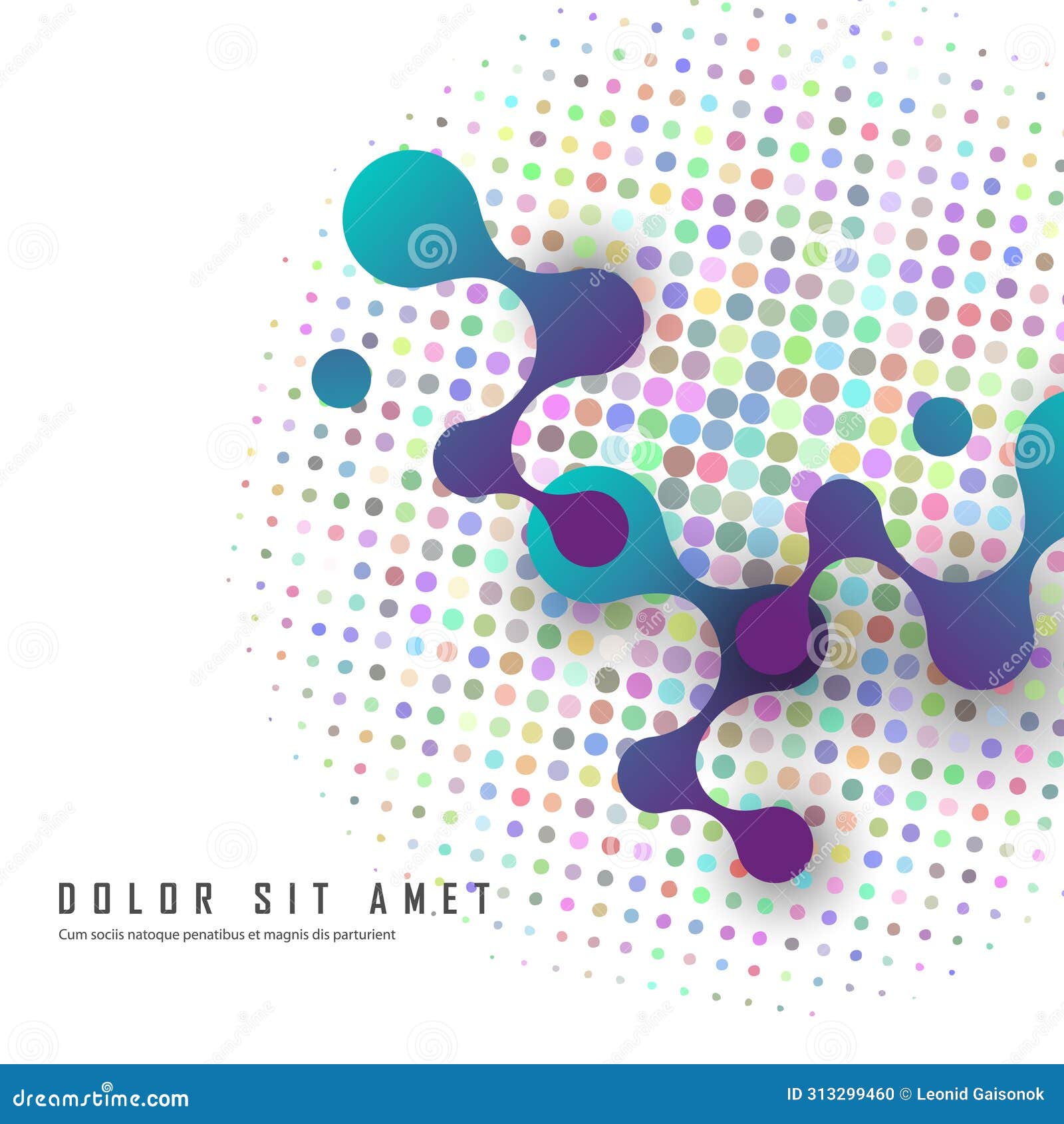 Abstract Volumetric Blue Molecules White Background. Vector Logo Design ...