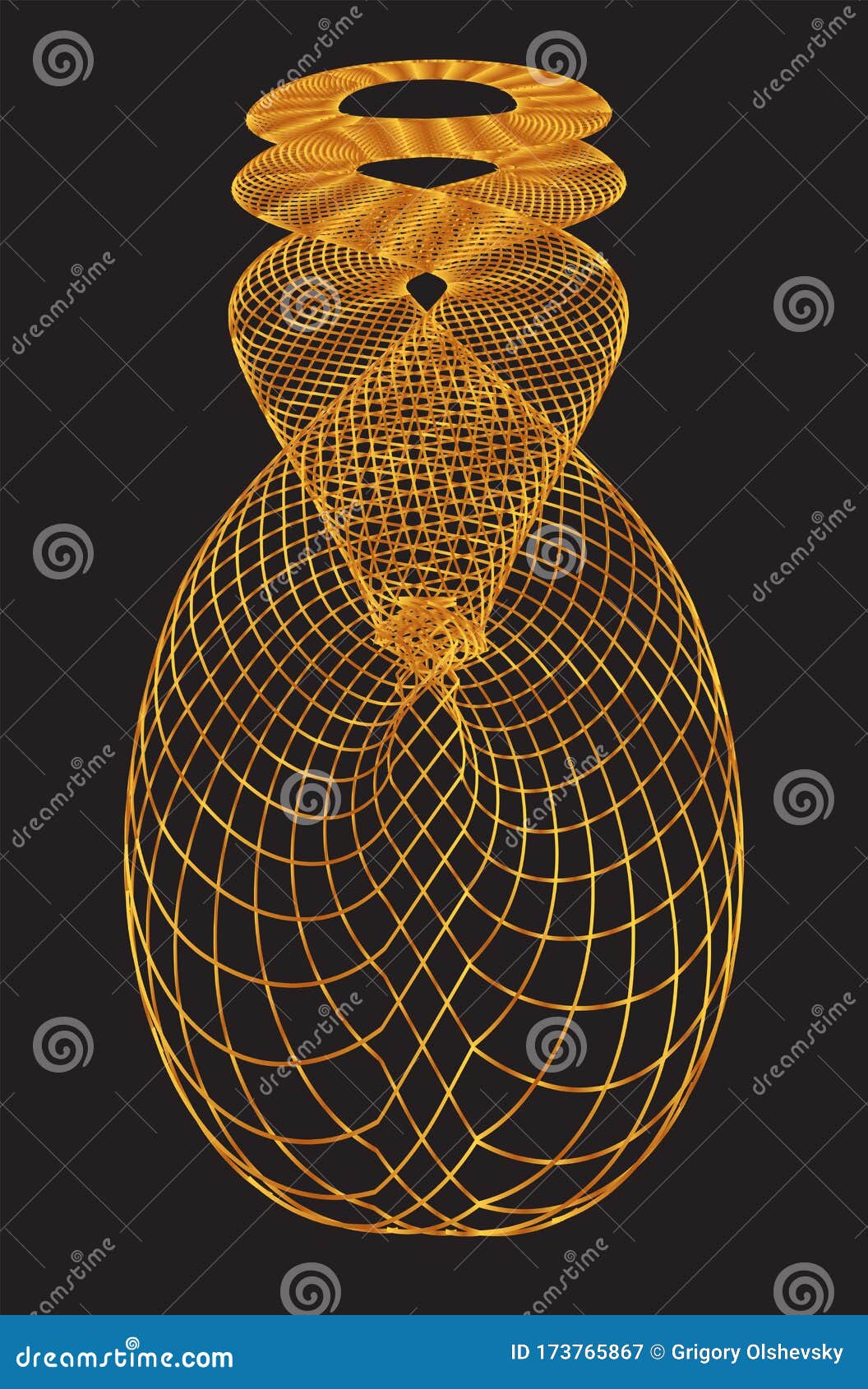 Abstract Volumetric Figure with a Mesh Surface Stock Vector ...