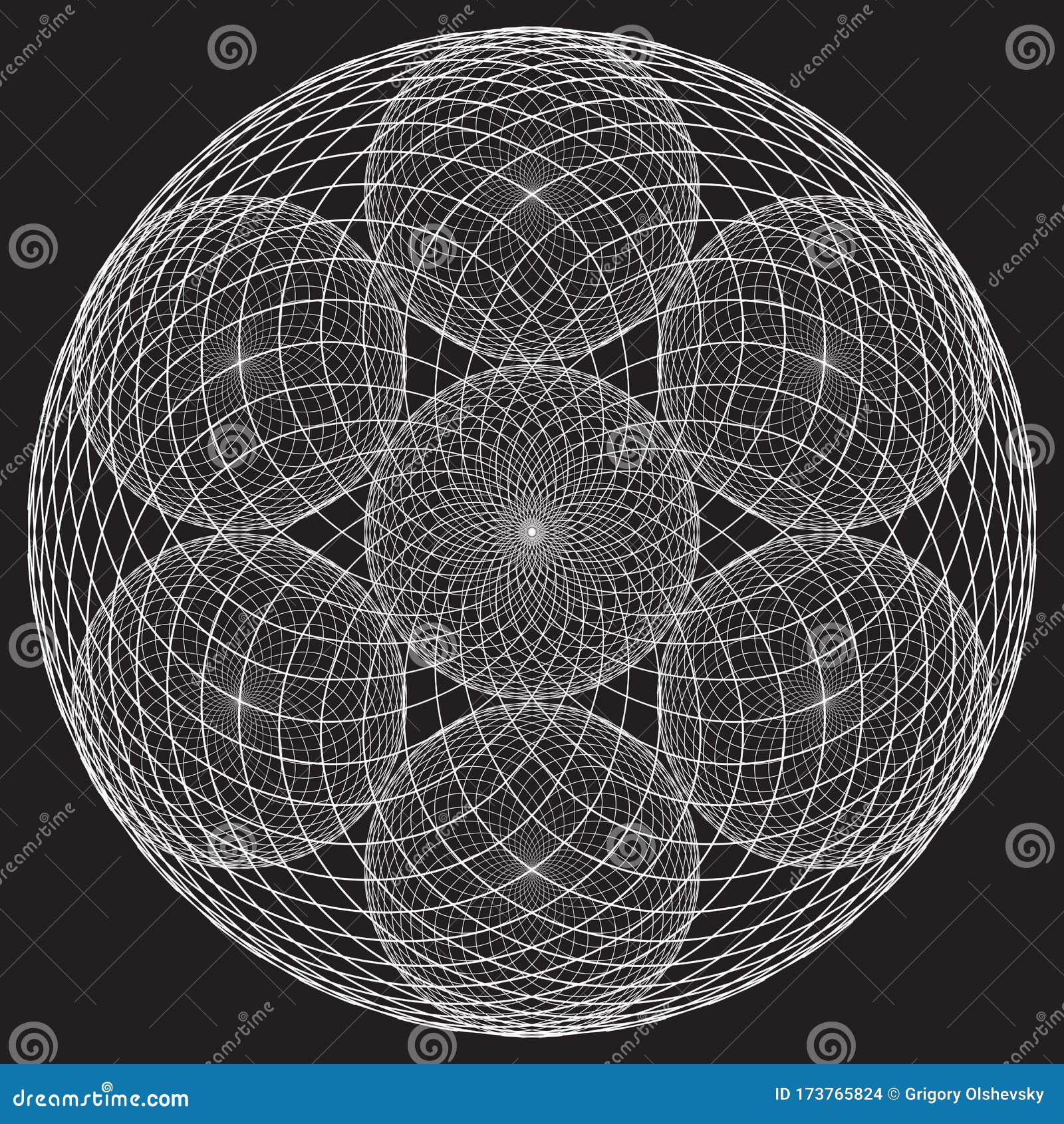 Abstract Volumetric Figure, Sphere with a Mesh Surface Stock Vector ...