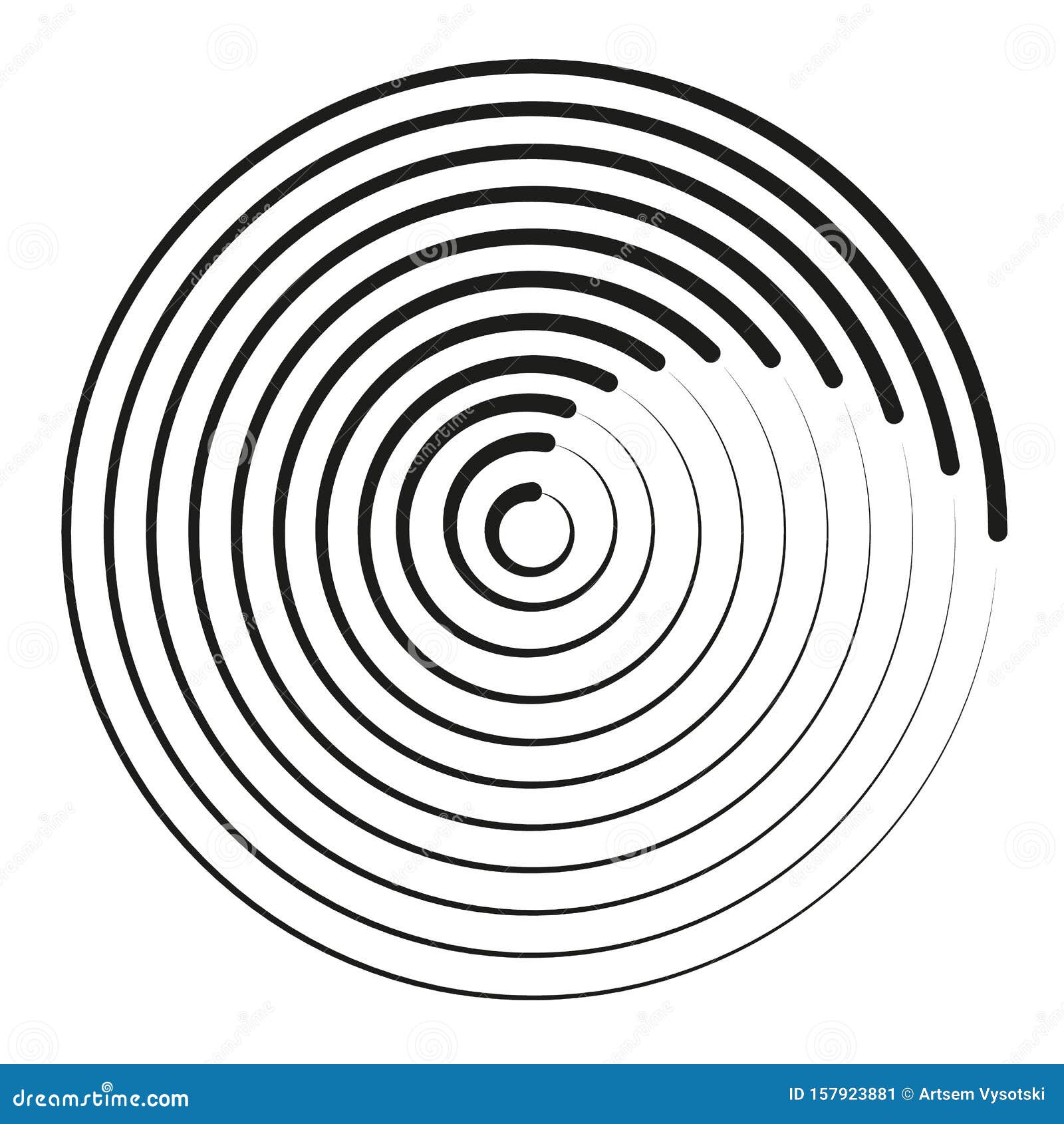 Abstract Vortex Circular Black Line Background. Vector Illustration for ...