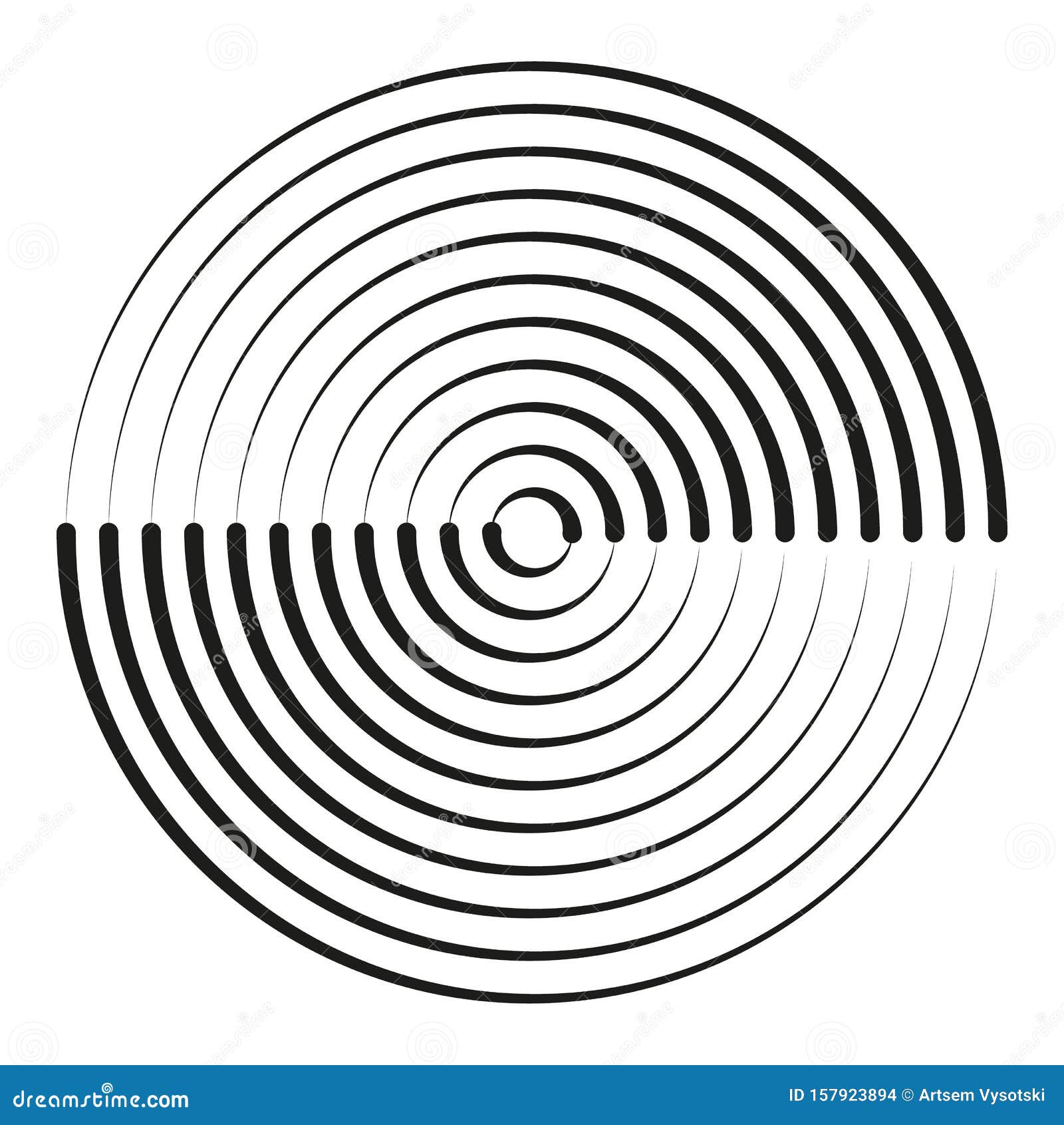 Abstract Vortex Circular Black Line Background. Vector Illustration for ...
