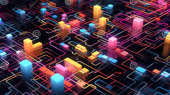 Abstract voxel data flow stock illustration. Illustration of structure ...
