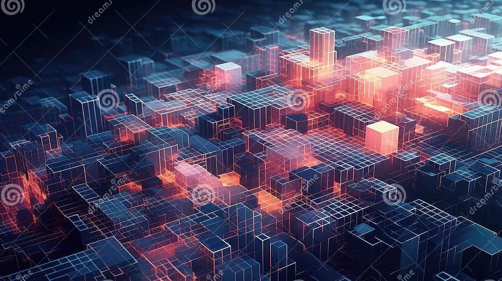 Abstract voxel data flow stock illustration. Illustration of stream ...