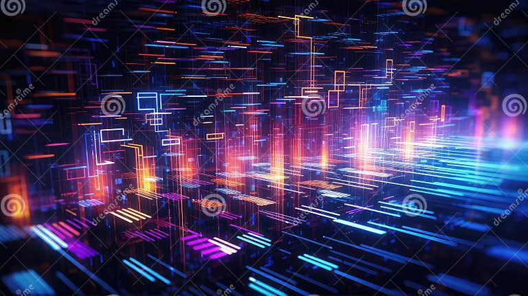 Abstract voxel data flow stock illustration. Illustration of science ...