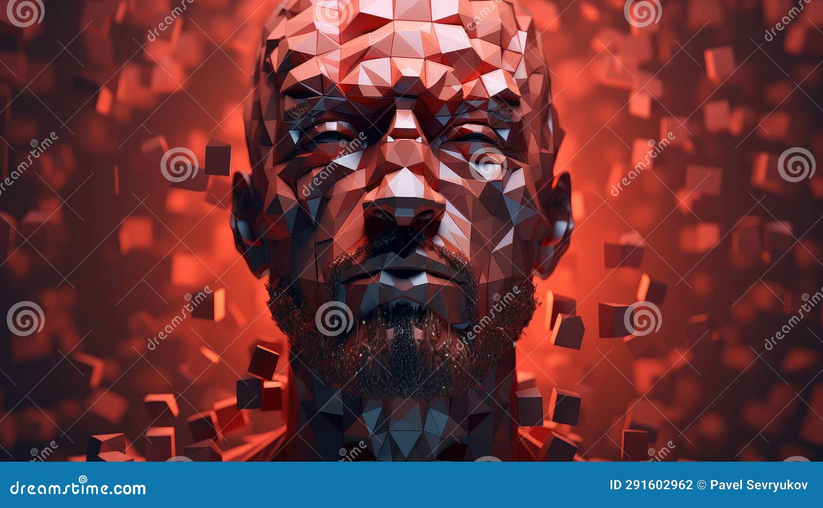 Abstract voxel human head stock illustration. Illustration of portrait ...