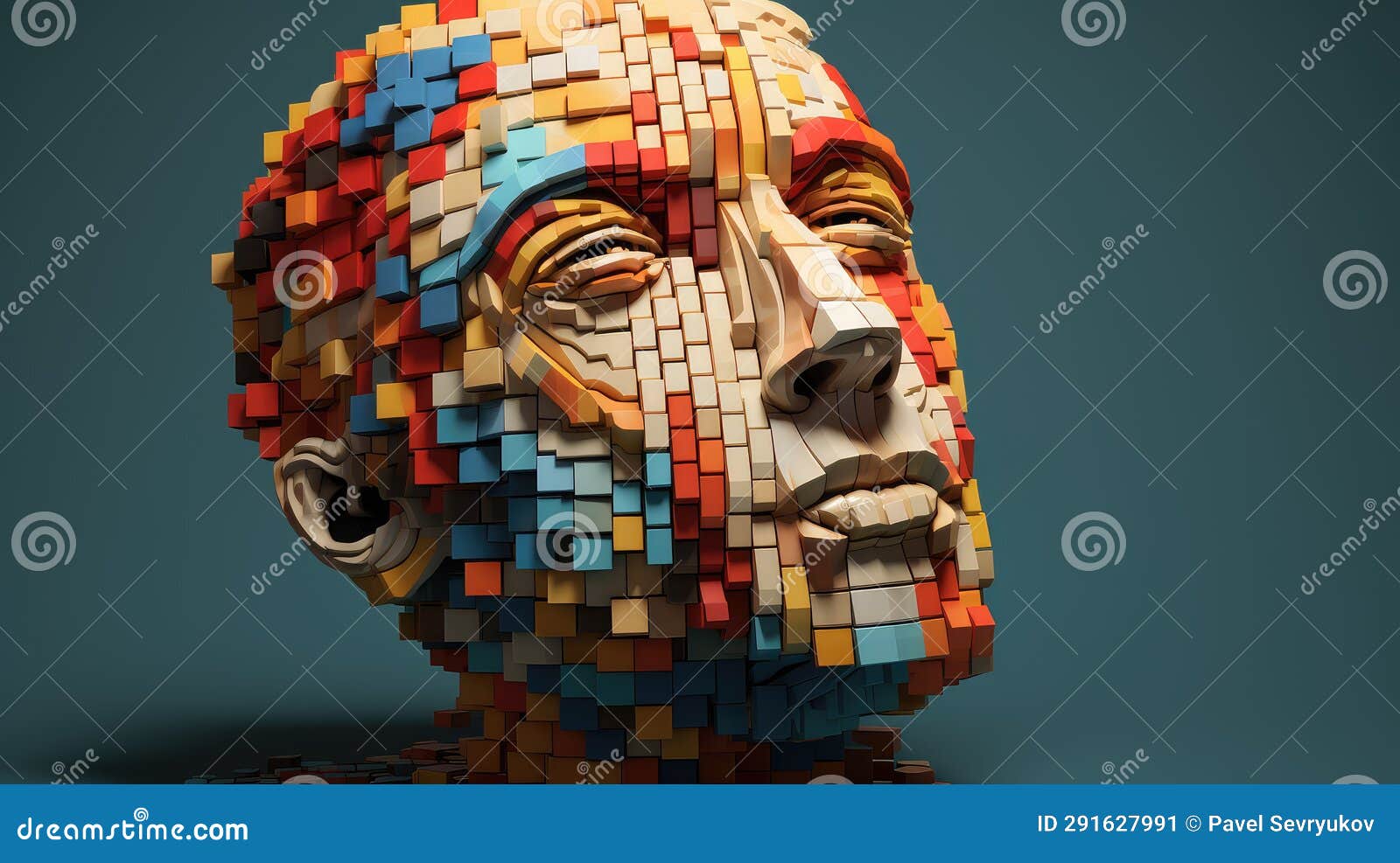 Abstract voxel human head stock illustration. Illustration of ...