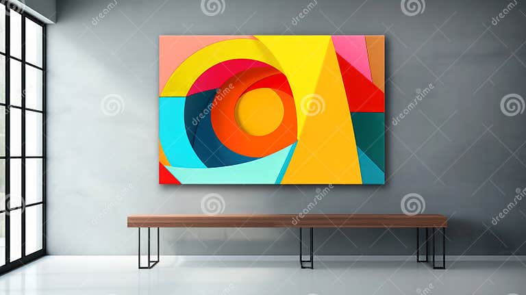 Abstract Wall Art with Vibrant Colors on a Grey Wall, in a Living Room ... Abstract Wall Art with Vibrant Colors on a Grey Wall, in a Living Room ...