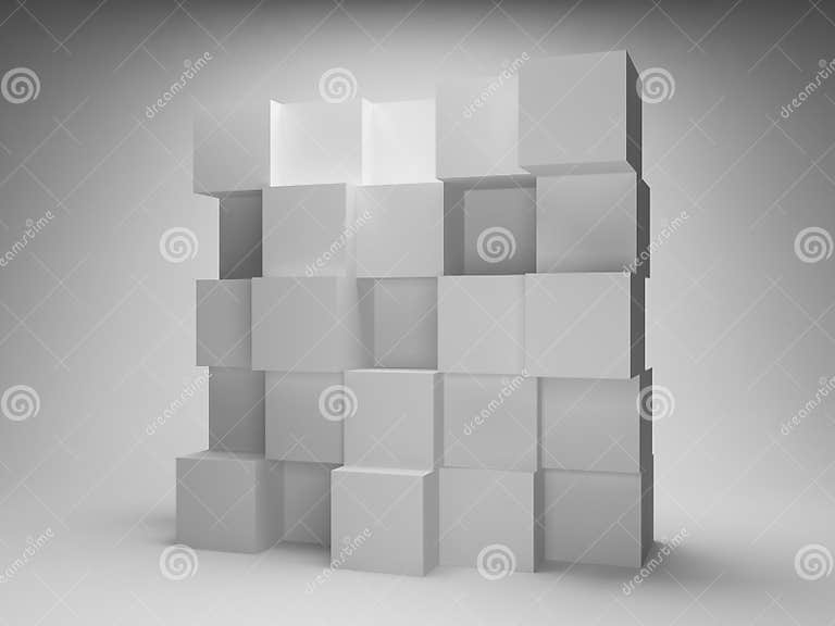 Abstract wall of boxes stock illustration. Illustration of monochrome ...