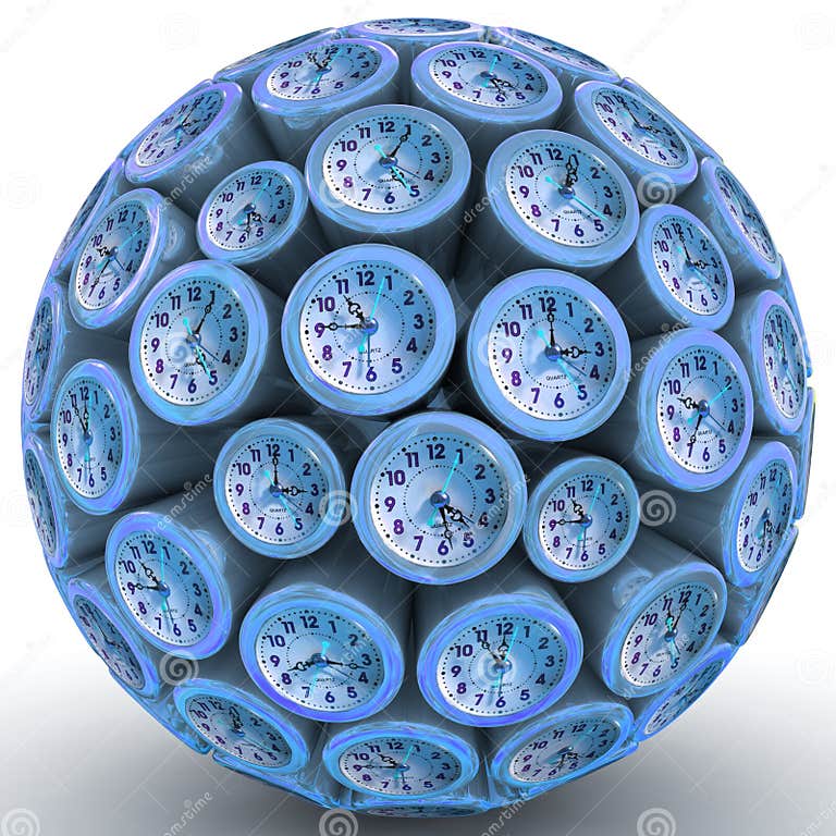 Abstract Wall Clock in Form of Sphere Stock Illustration - Illustration ...