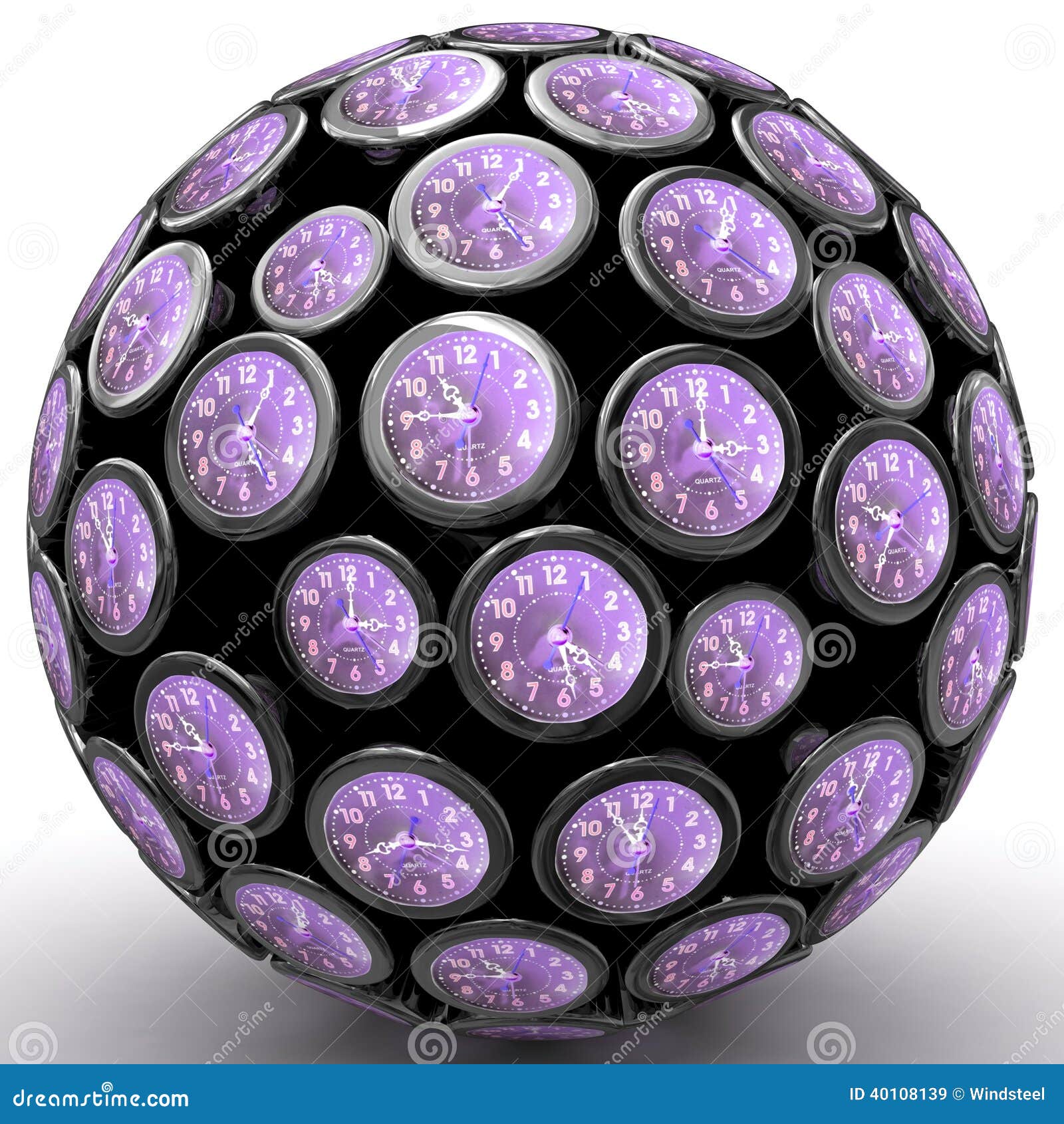 Abstract Wall Clock in Form of Sphere Stock Illustration - Illustration ...