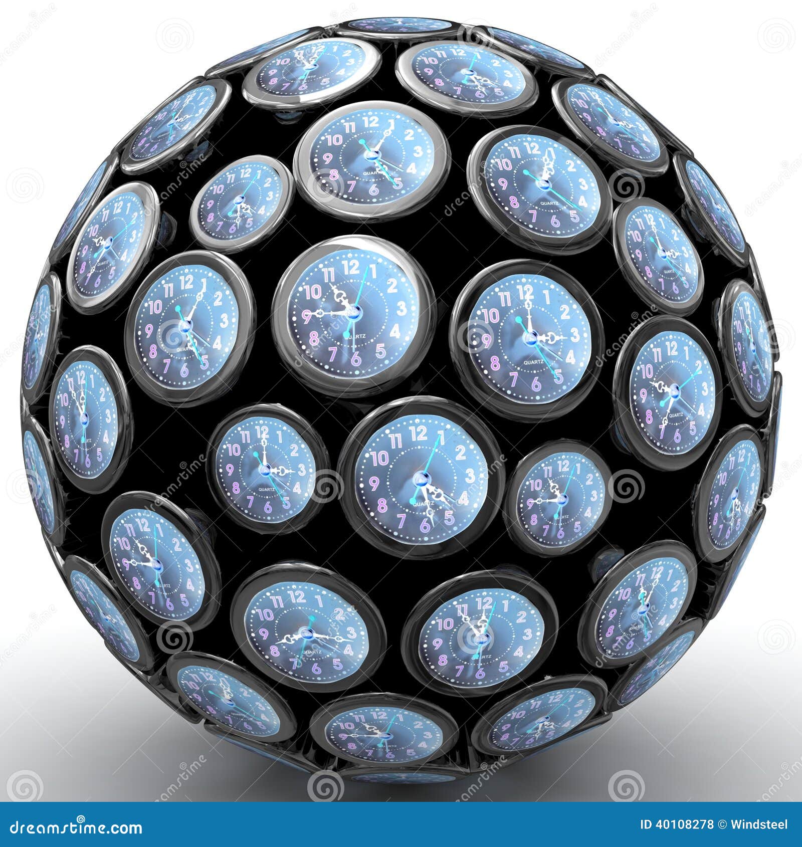 Abstract Wall Clock in Form of Sphere Stock Illustration - Illustration ...