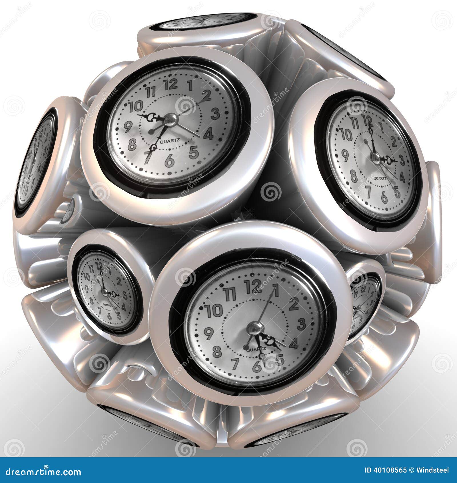 Abstract Wall Clock in Form of Sphere Stock Illustration - Illustration ...