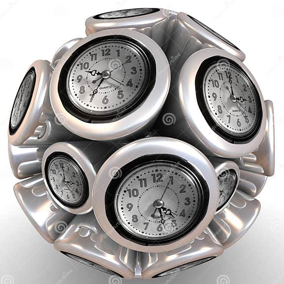 Abstract Wall Clock in Form of Sphere Stock Illustration - Illustration ...