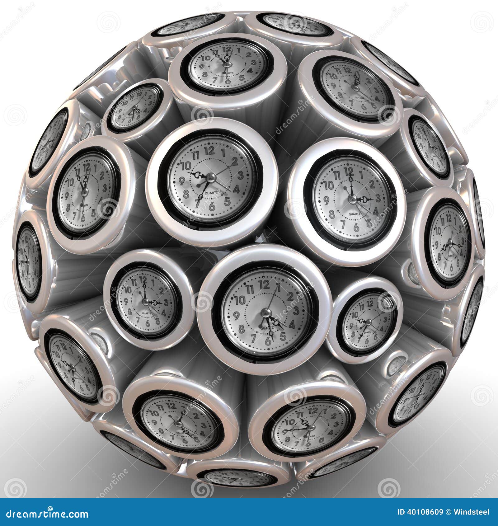 Abstract Wall Clock in Form of Sphere Stock Illustration - Illustration ...