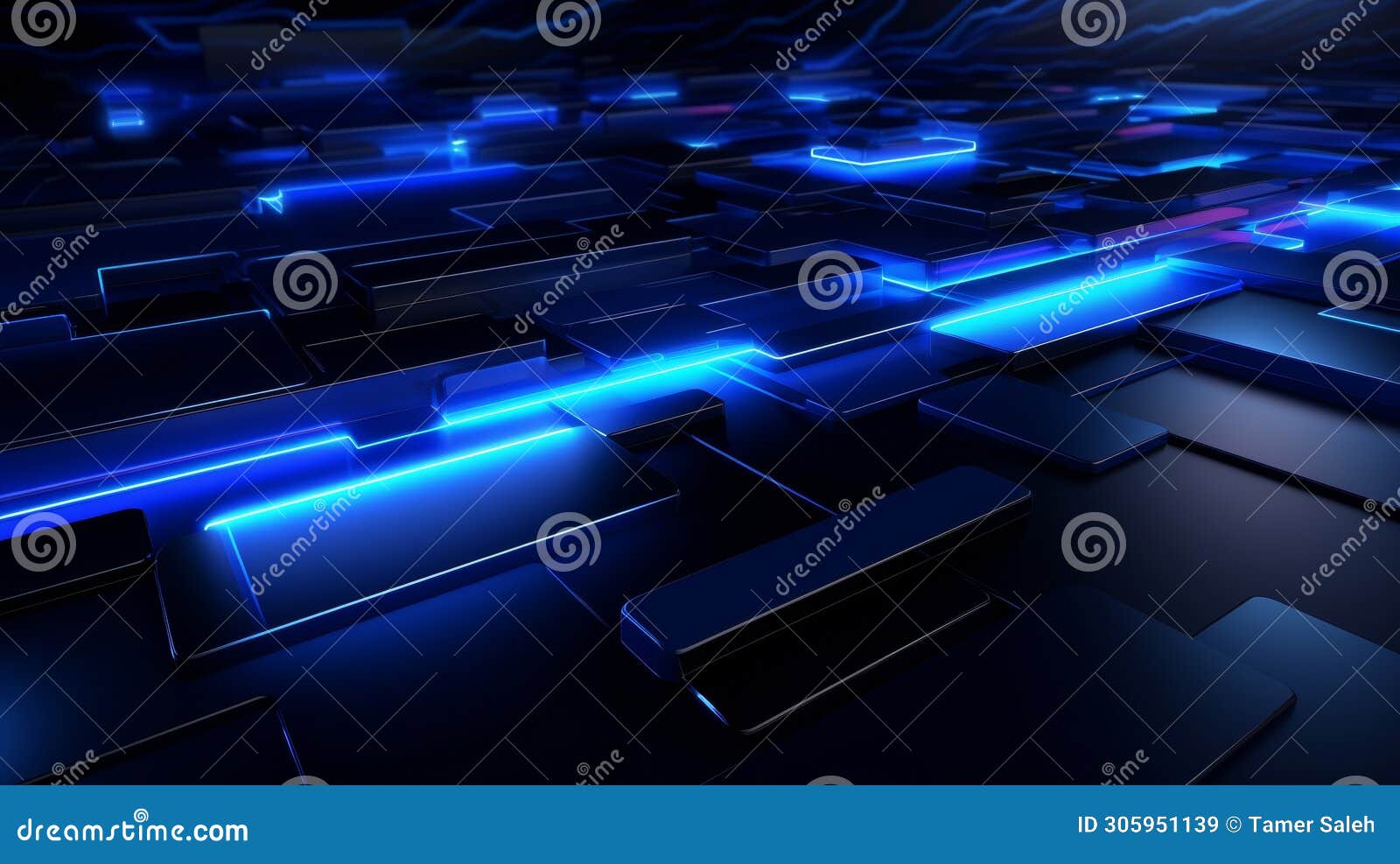 Abstract Wallpaper, Neon, Blue Marine, Tech Stock Illustration ...