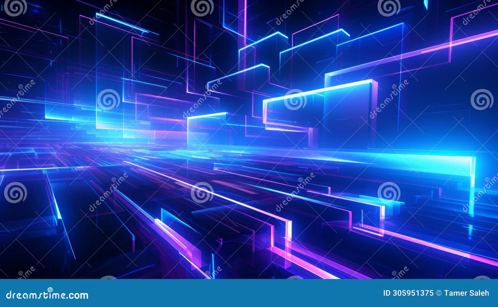 Abstract Wallpaper, Neon, Blue Marine, Tech Stock Illustration ...