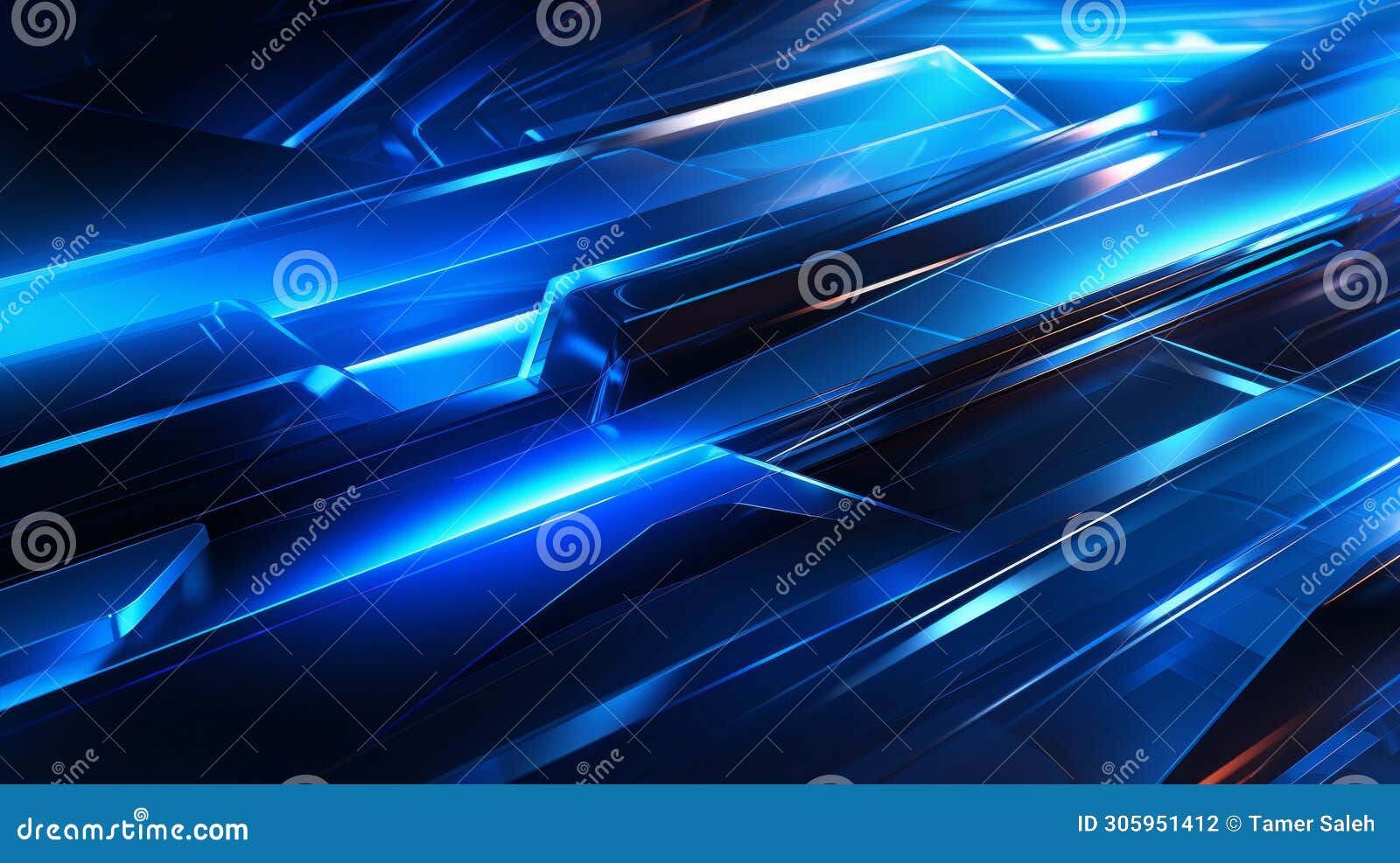 Abstract Wallpaper, Neon, Blue Marine, Tech Stock Illustration ...