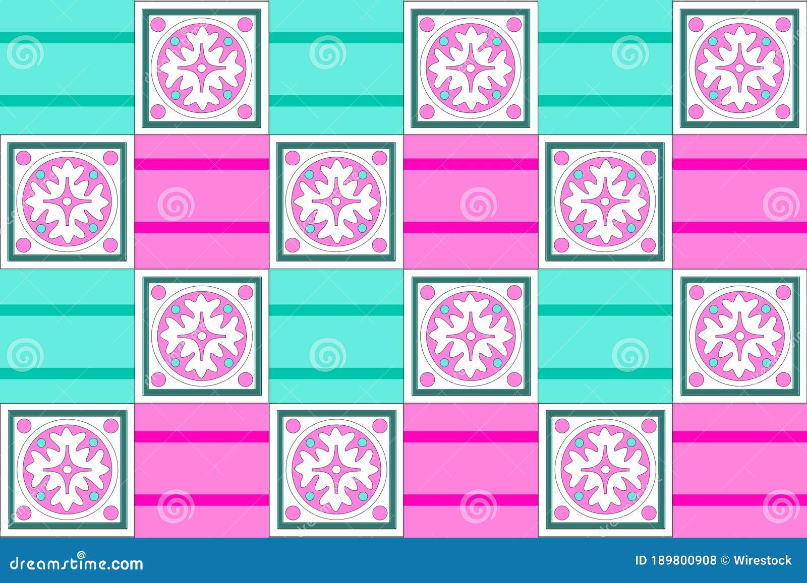 Abstract Wallpaper with Pink and Turquoise Square Shapes with Geometric ...