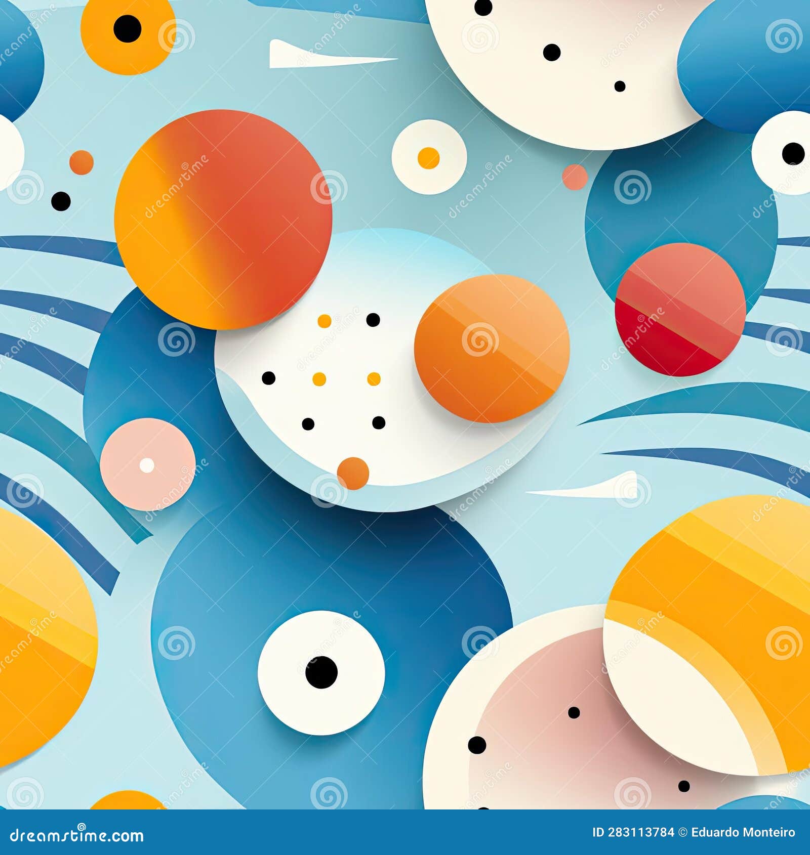 Abstract Wallpaper with Playful Patterns and Colorful Circles (tiled ...