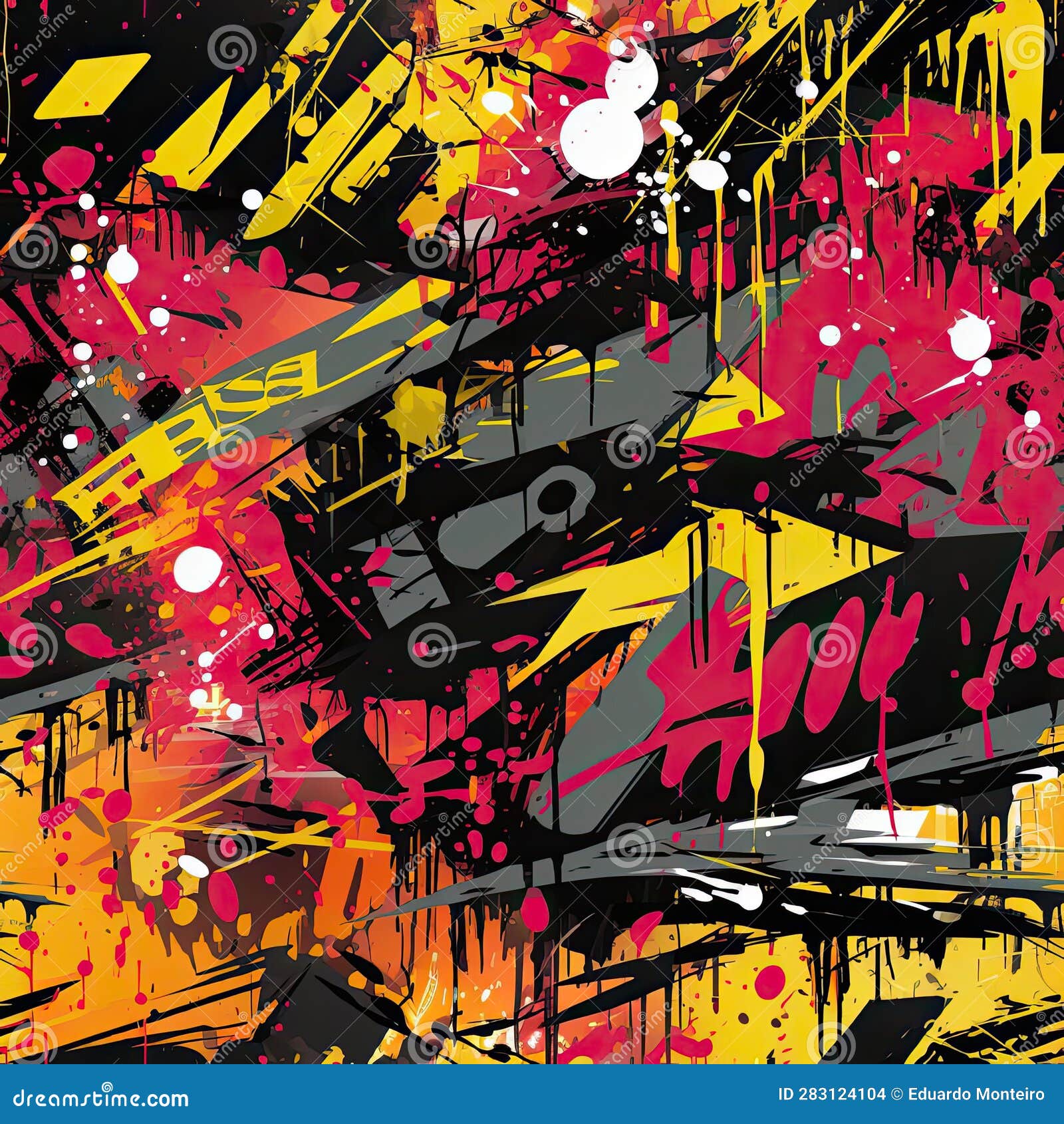 Abstract Wallpaper with Red, Yellow, and Black Paint (tiled) Stock ...