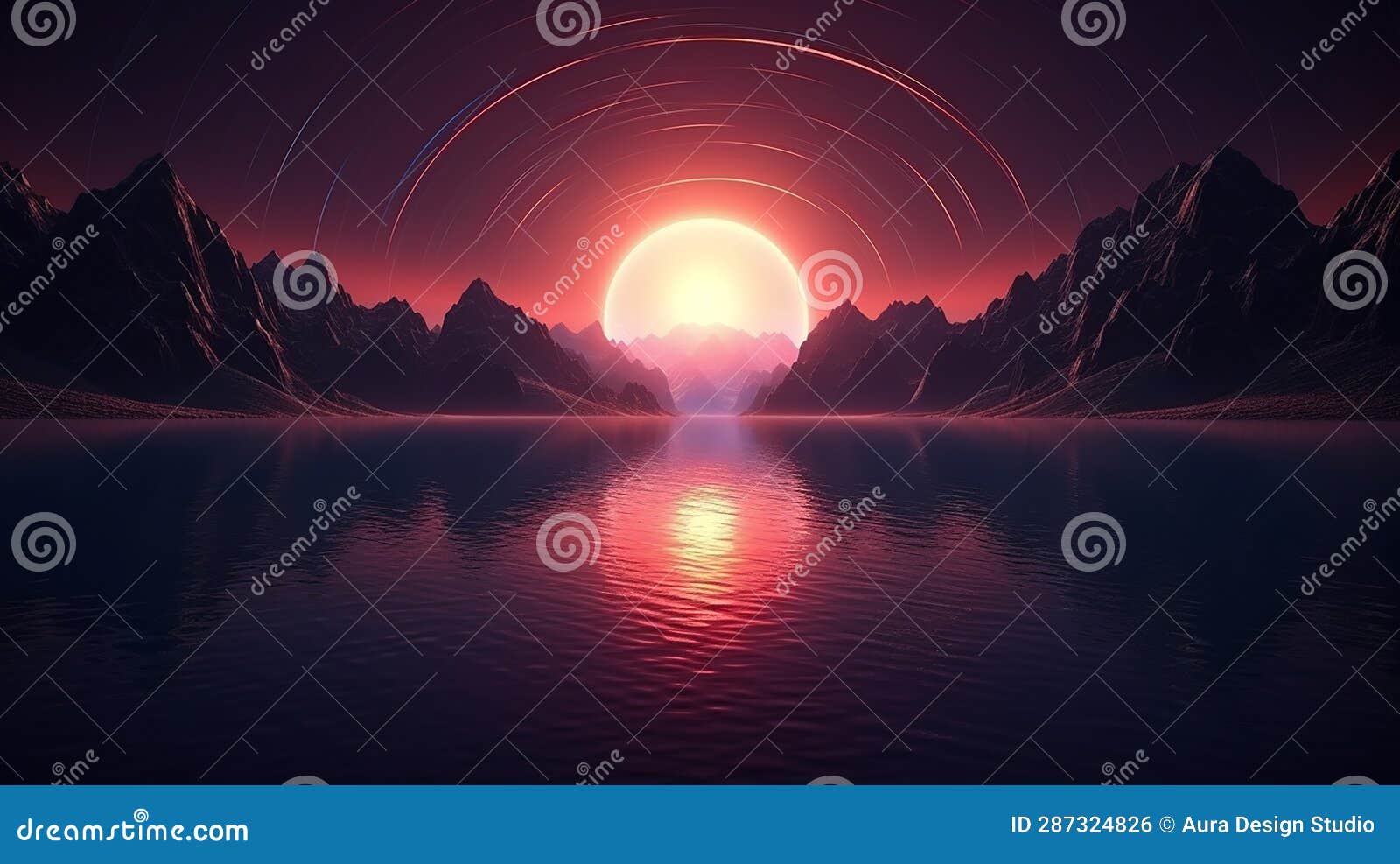 Abstract Wallpaper with Sunset on Sunrise 3d Render Stock Photo - Image ...
