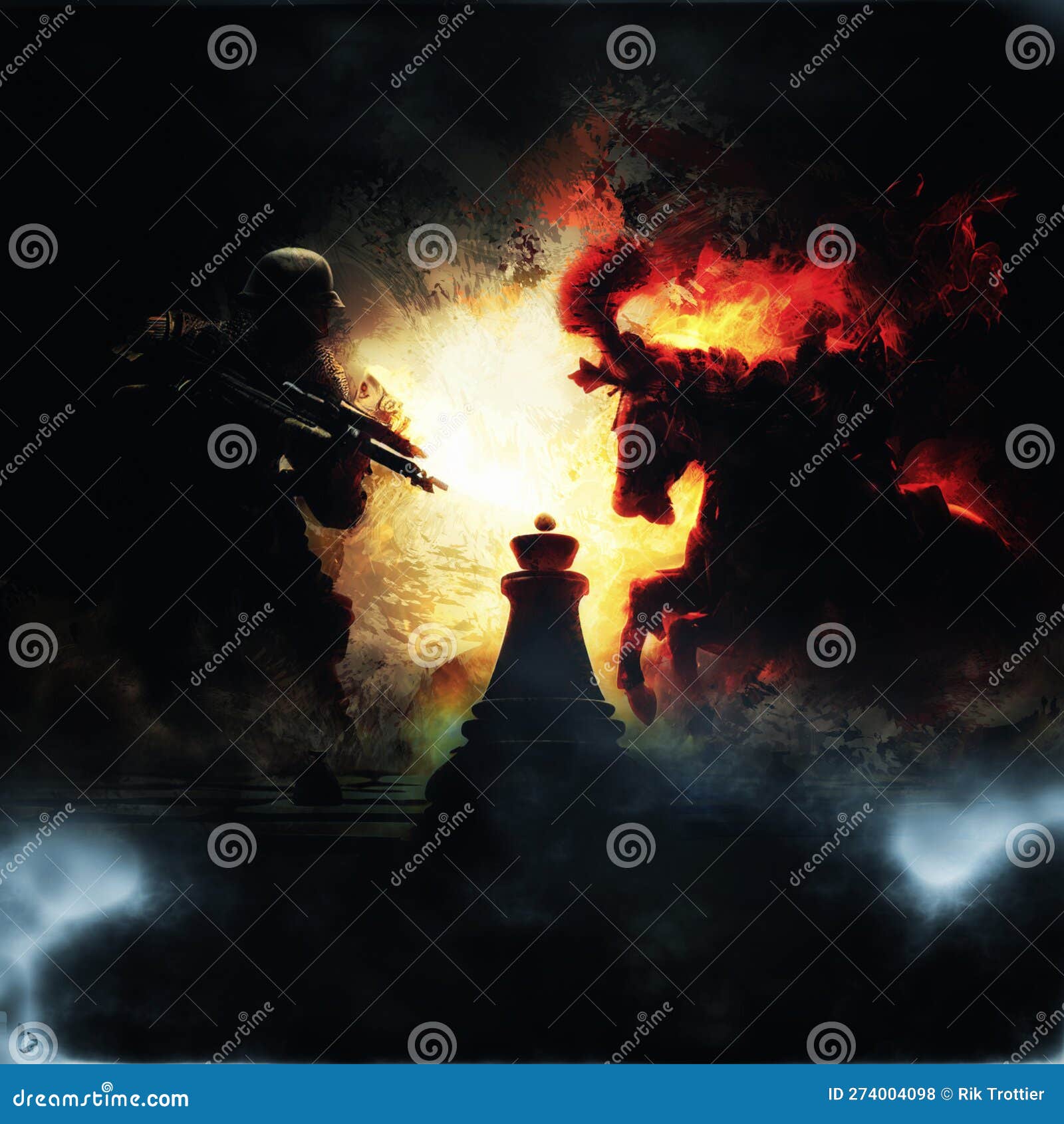 Abstract War on a Chessboard Stock Illustration - Illustration of fight ...