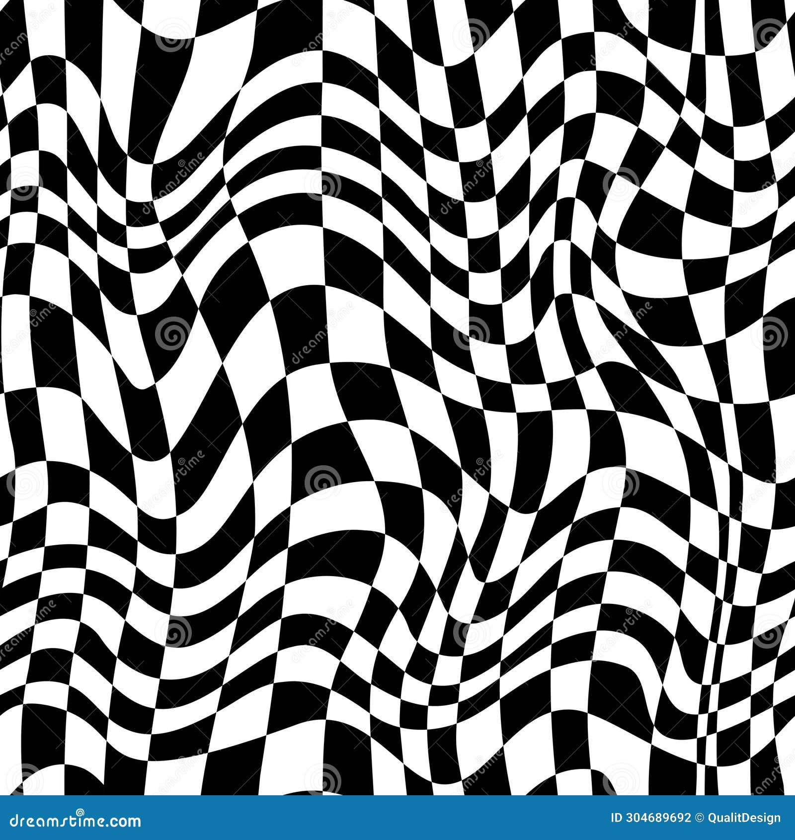 Abstract Warped Checkered Vector Seamless Pattern. Distorted Square ...