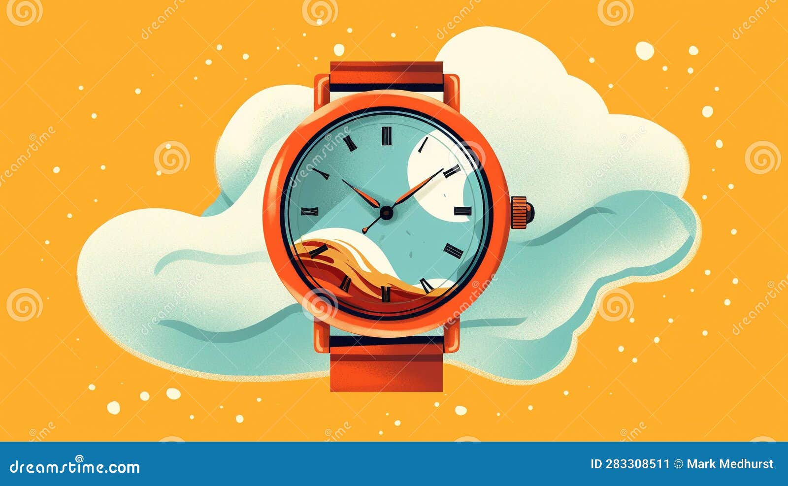 Abstract Watch in the Clouds Illustration Background, AI Generation ...