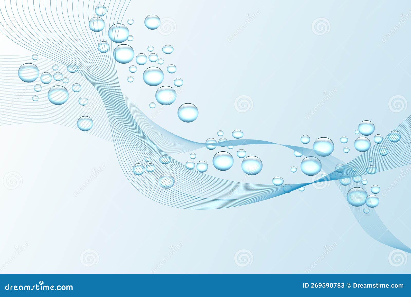 Abstract Water Background, Waves and Bubbles. Delicate Blue Colors ...