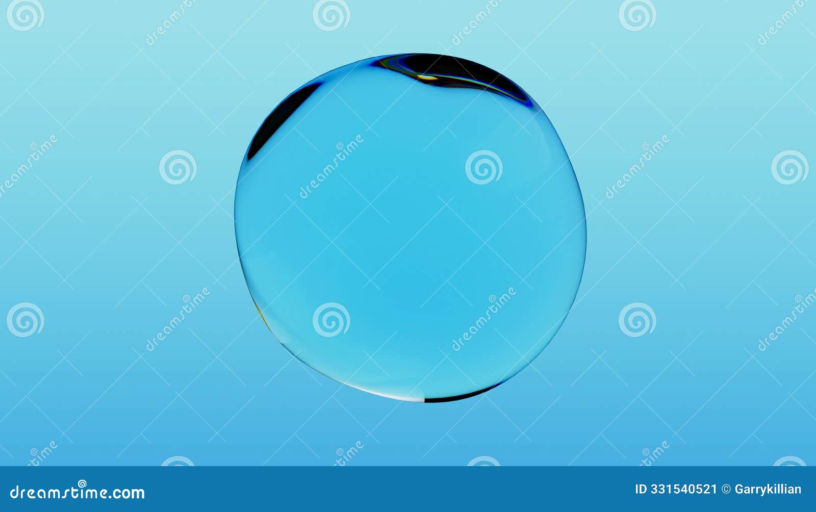 Abstract Water Bubble on Blue Background. Blue Distorted Droplet ...