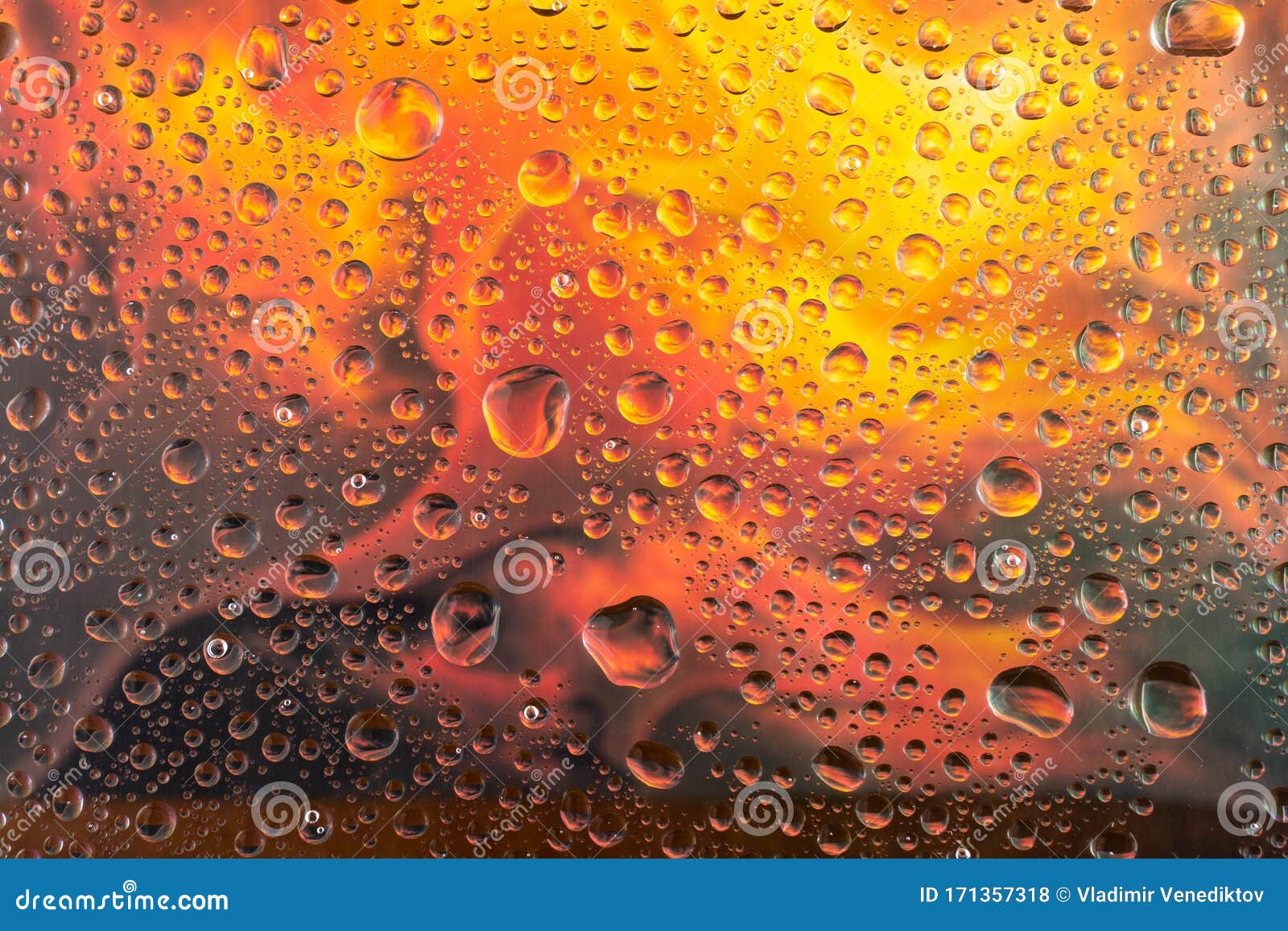 Abstract Water Drop Background on a Beautiful Orange Background with ...
