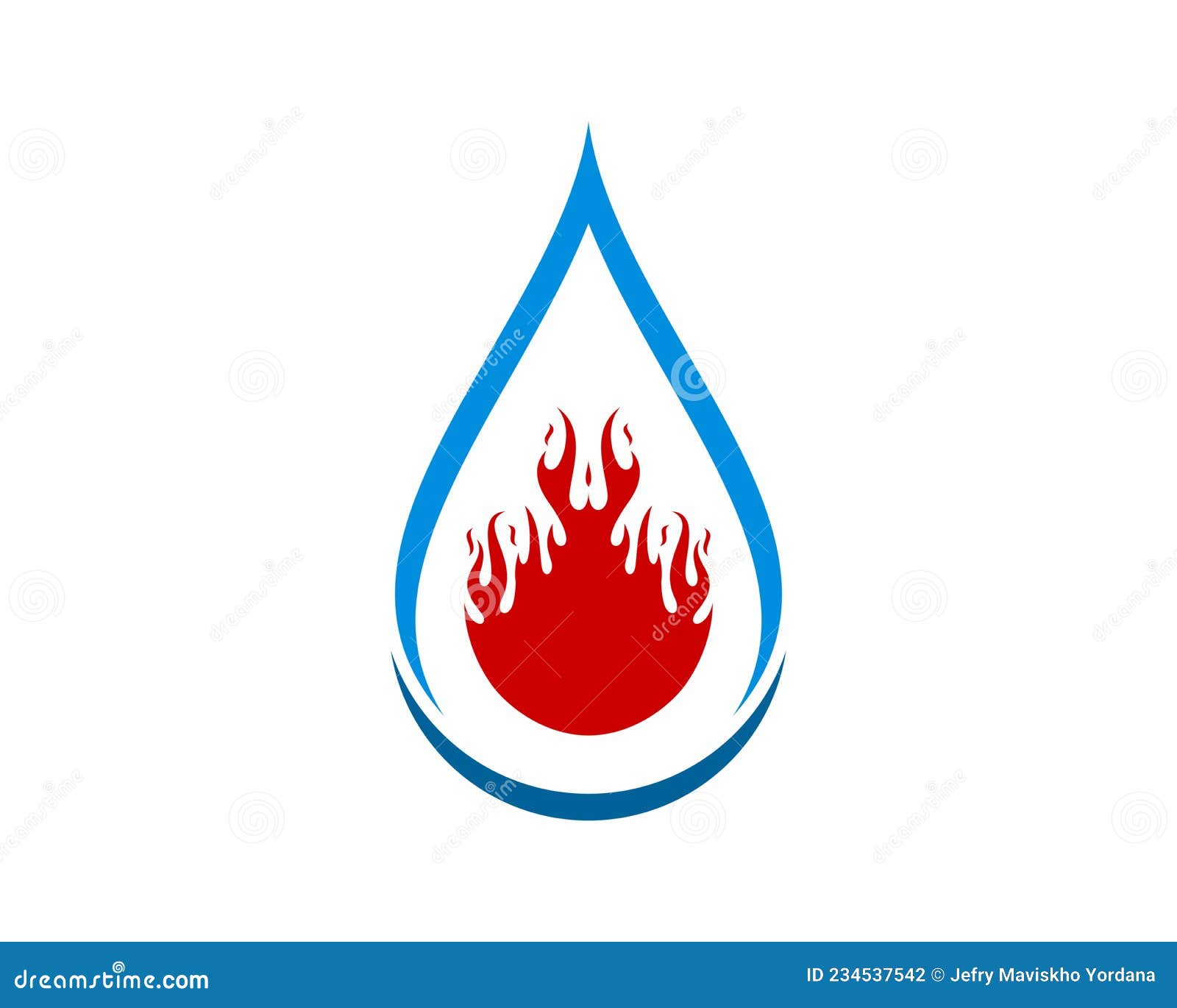 Abstract Water Drop with Fire Flames Inside Stock Illustration ...