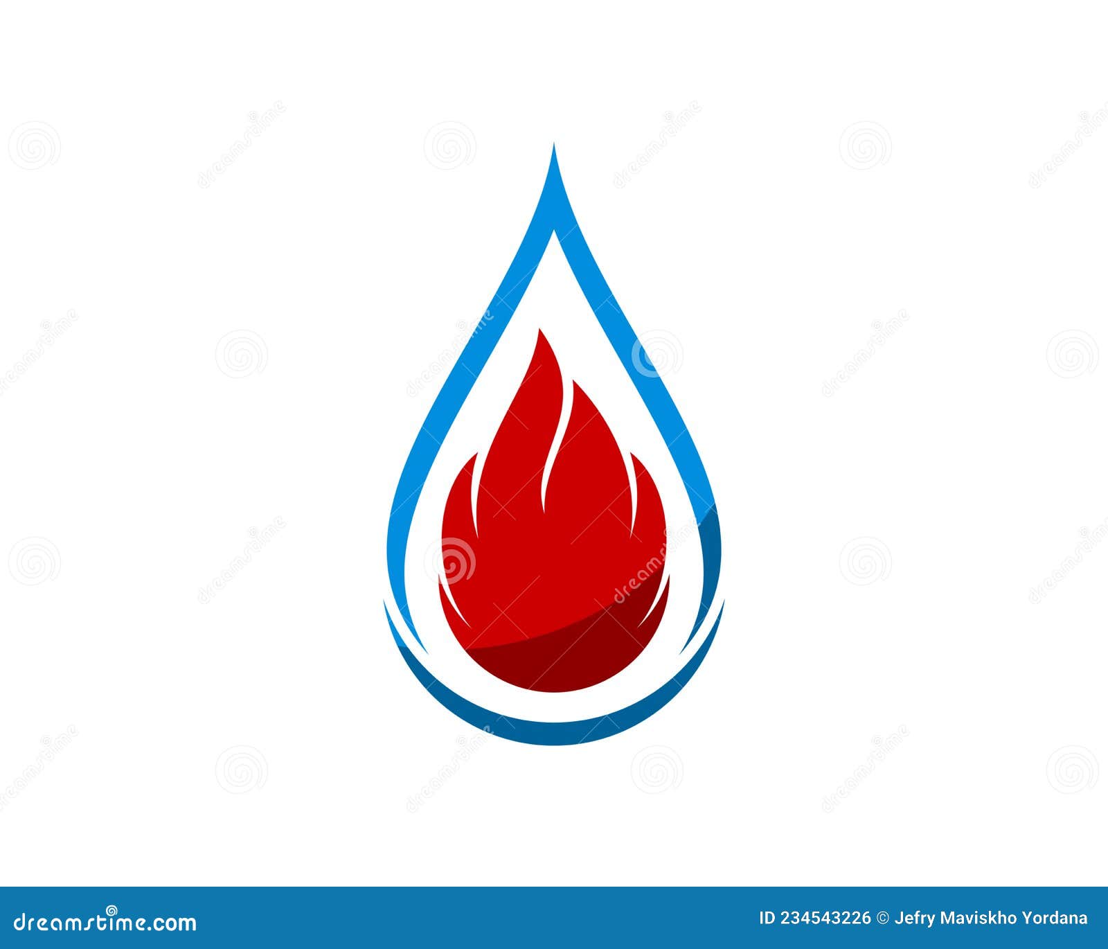 Abstract Water Drop with Fire Flames Inside Stock Illustration ...