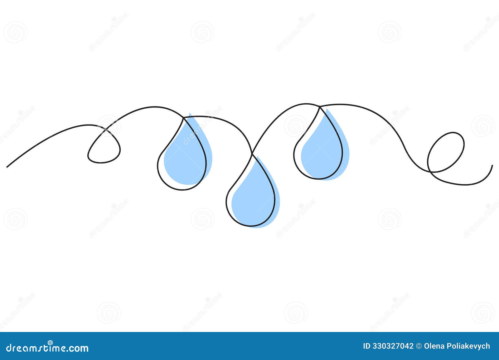 Abstract Water Drops. Blue Droplets with Black Outline. Minimalist ...