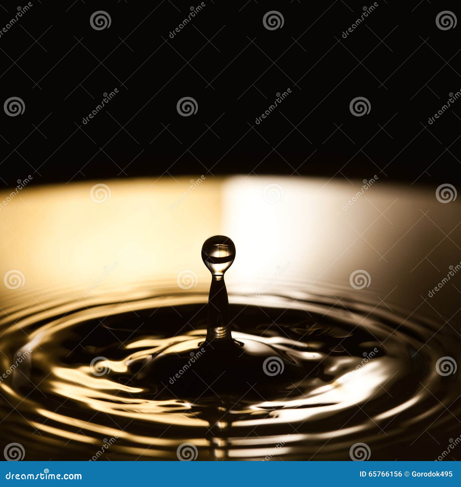 Abstract Water Object. Falling Waterdrop and Rings. Darkness, Light ...