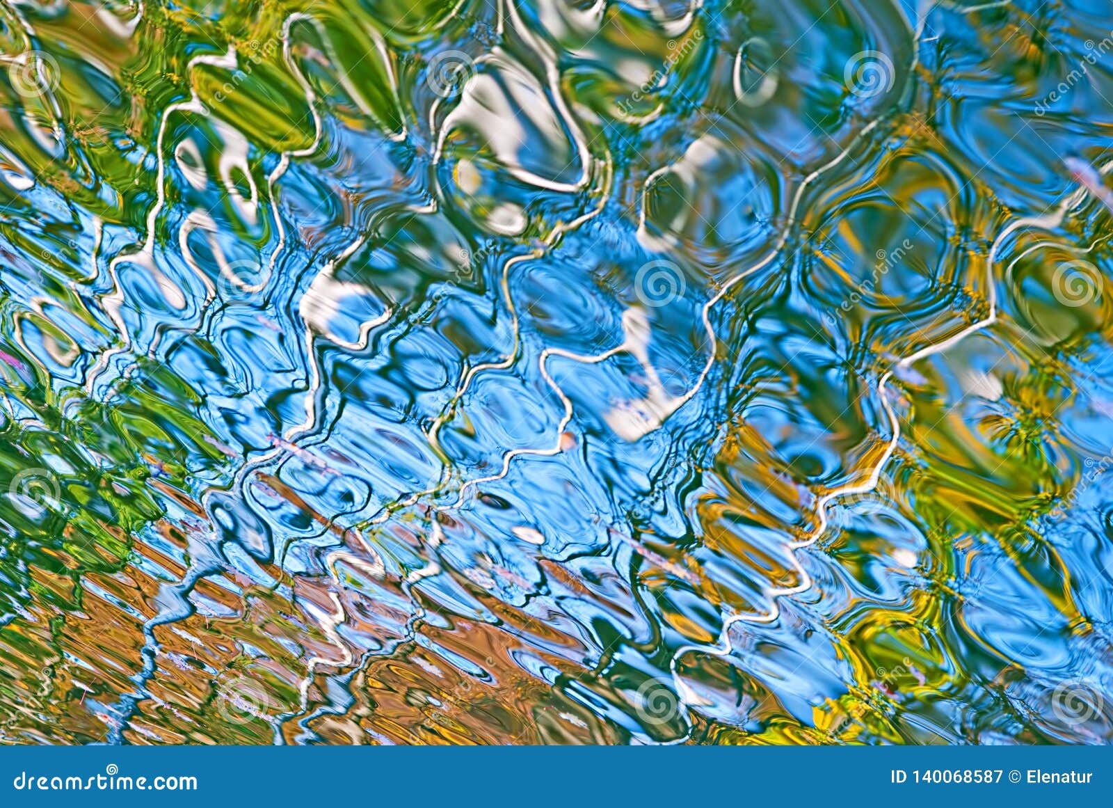 Beautiful Abstract Water Reflection in Blue, Yellow and Green Colors ...