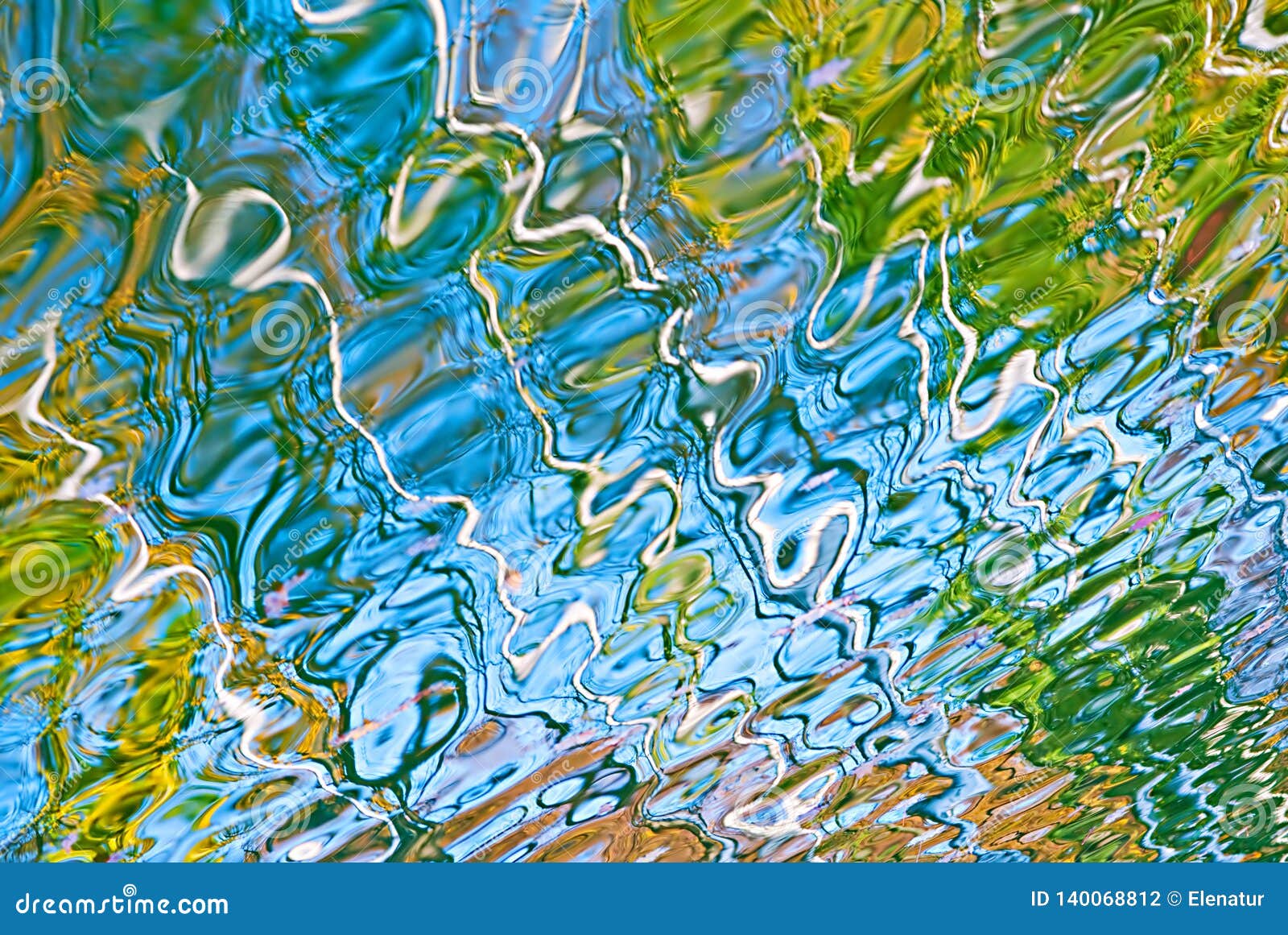 Beautiful Abstract Water Reflection in Blue, Yellow and Green Colors ...