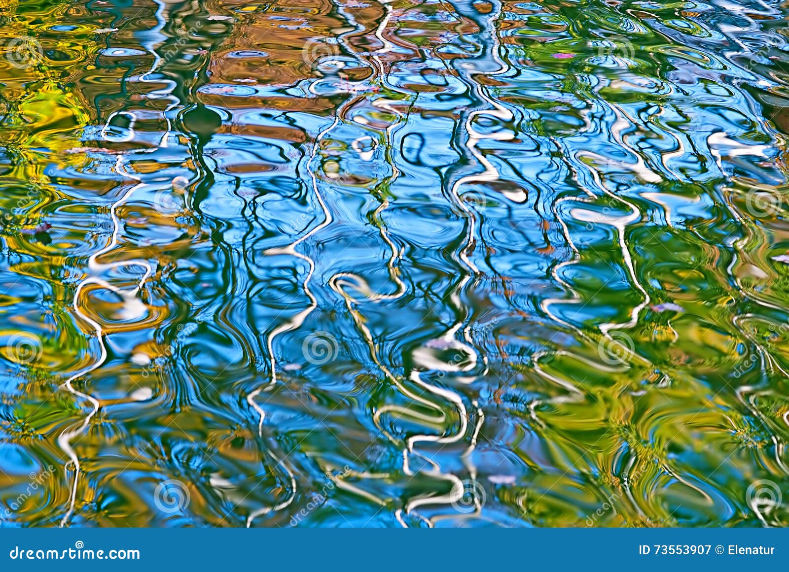 Abstract Water Reflection with Blue, Green and Yellow Colors Stock ...
