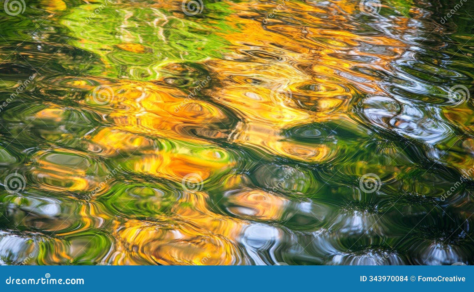 Abstract Water Reflection of Green and Gold Foliage Stock Illustration ...