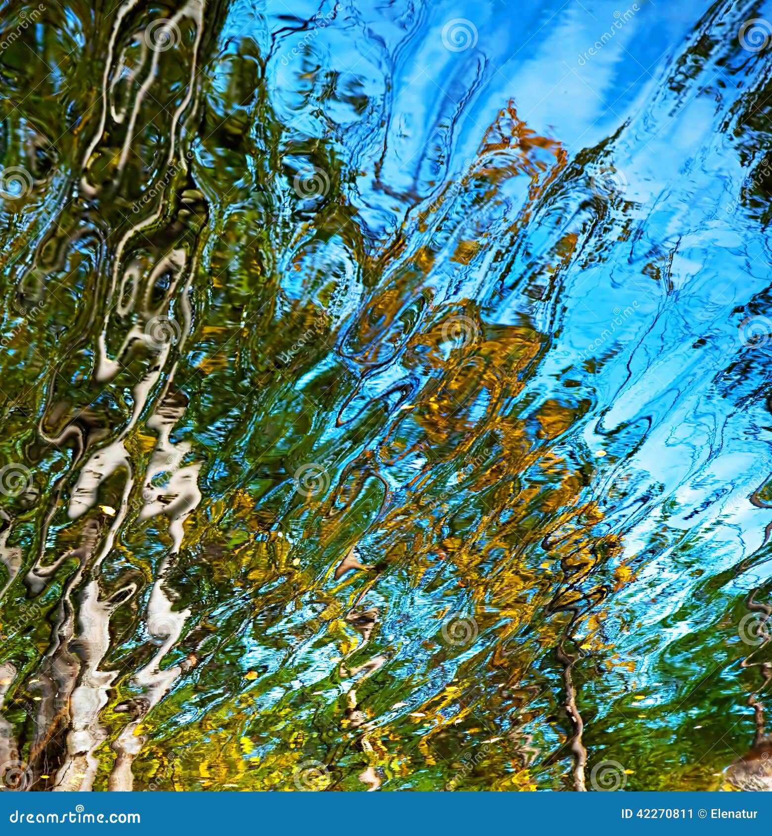 Abstract Water Reflection, Yellow, Green and Blue Stock Image - Image ...